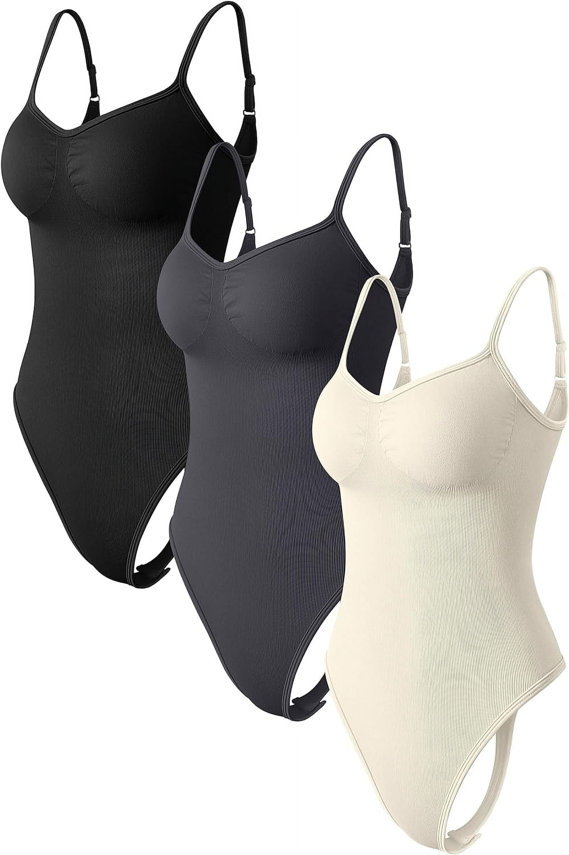 Women's 3 Piece Bodysuits Sexy Ribbed Adjustable Spaghetti Strips ...