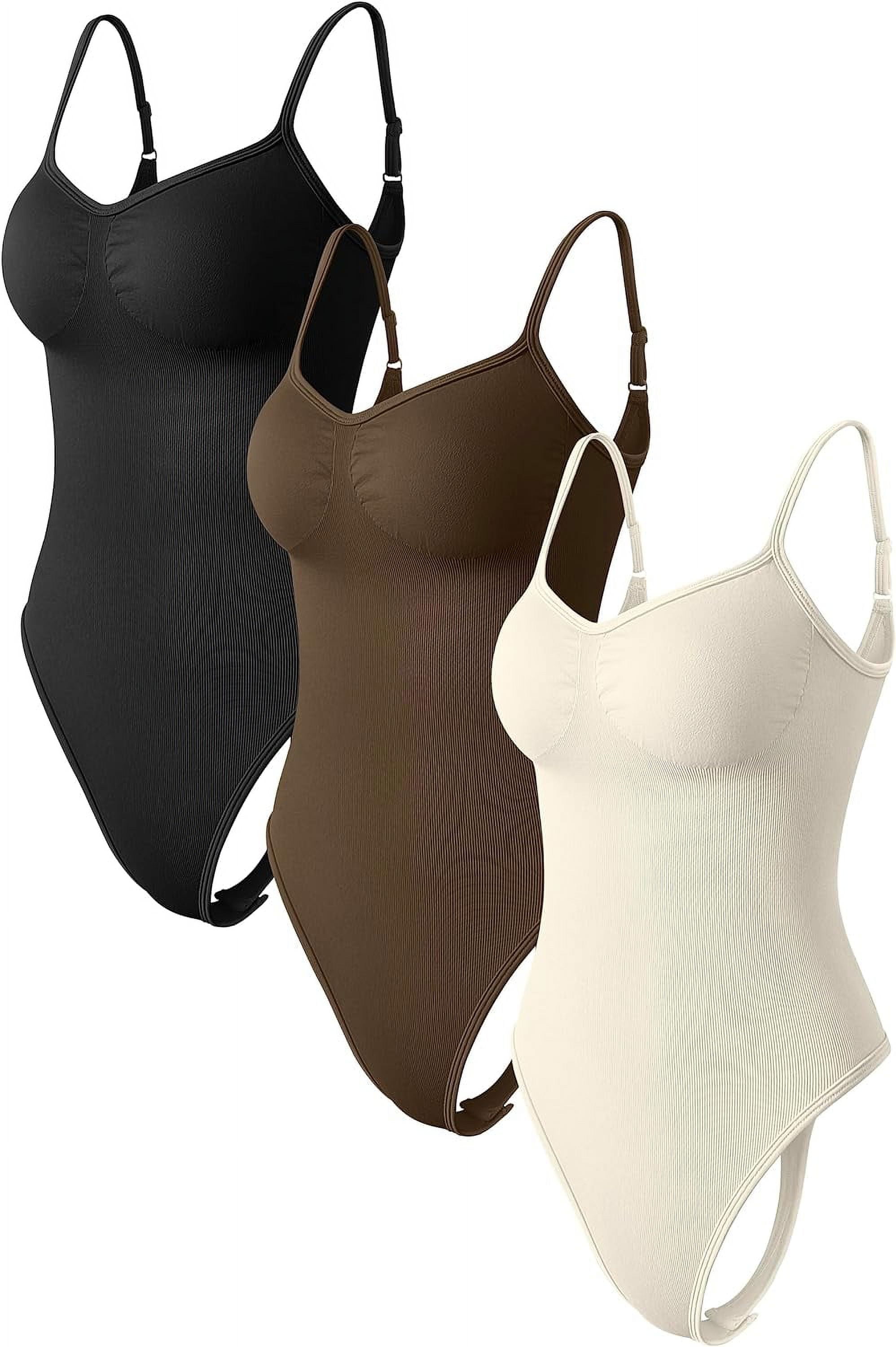 Women's 3 Piece Bodysuits Sexy Ribbed Adjustable Spaghetti Strips ...