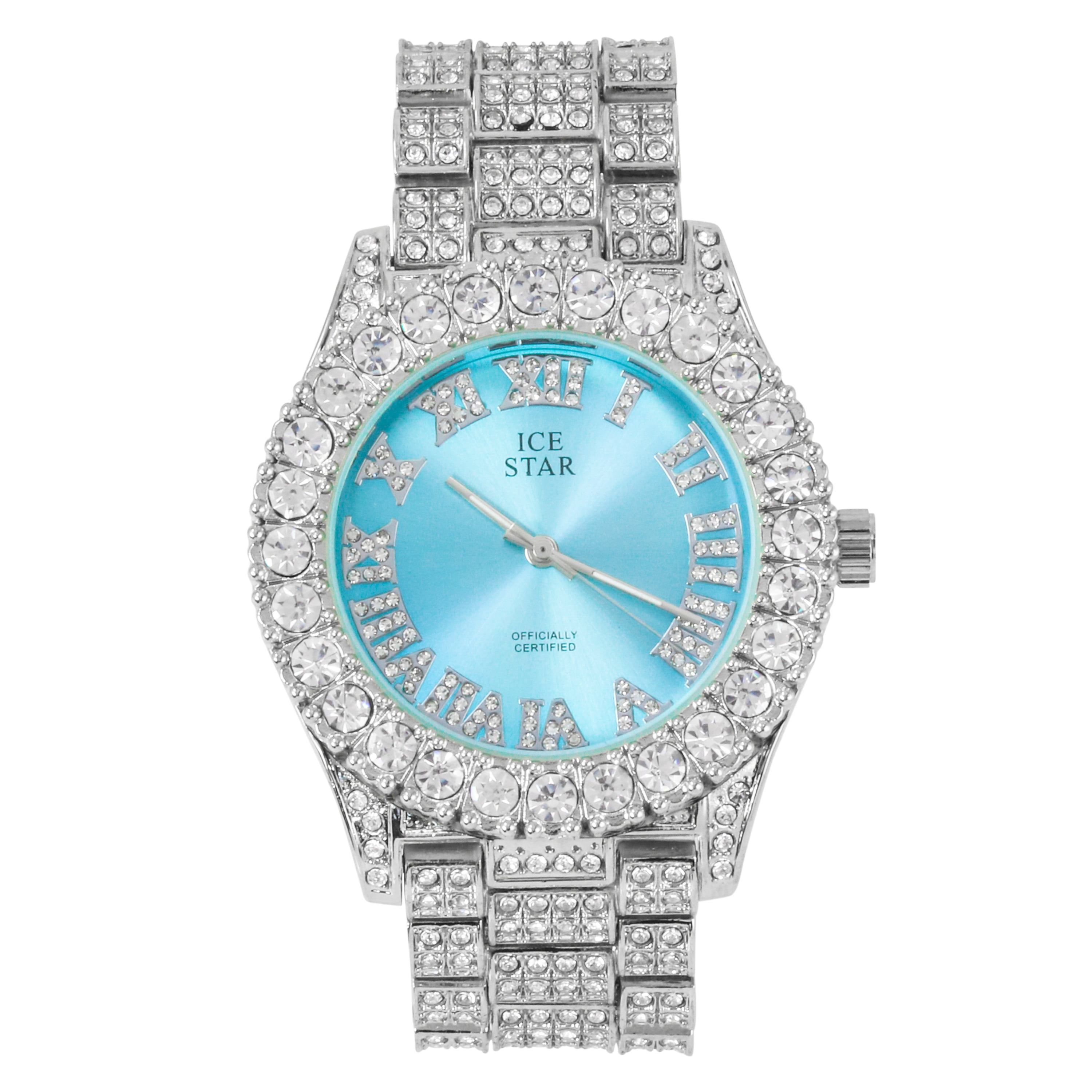 Ice Star Women's 44mm Solitaire Bezel Watch, Adjustable Band, Silver ...