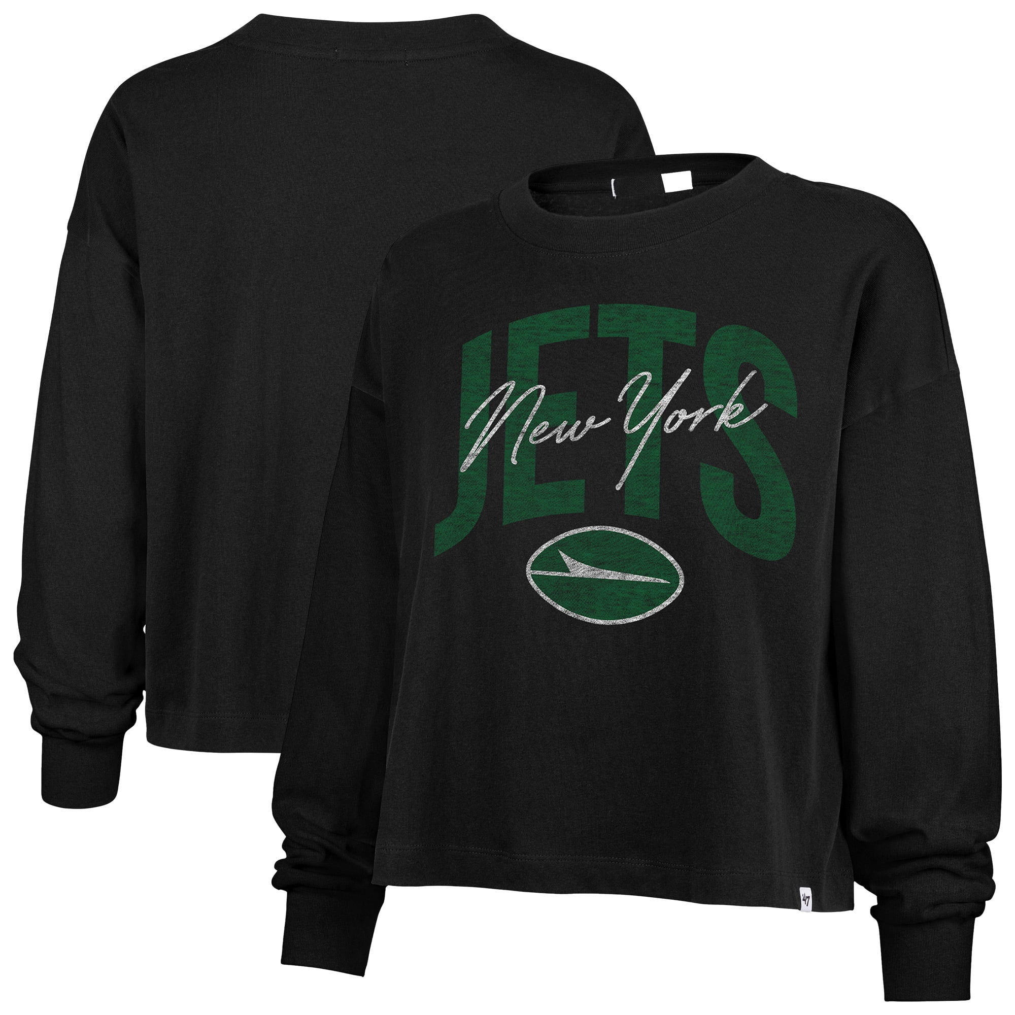 Women's '47 Black New York Jets Muse Sydney Long Sleeve T-Shirt ...