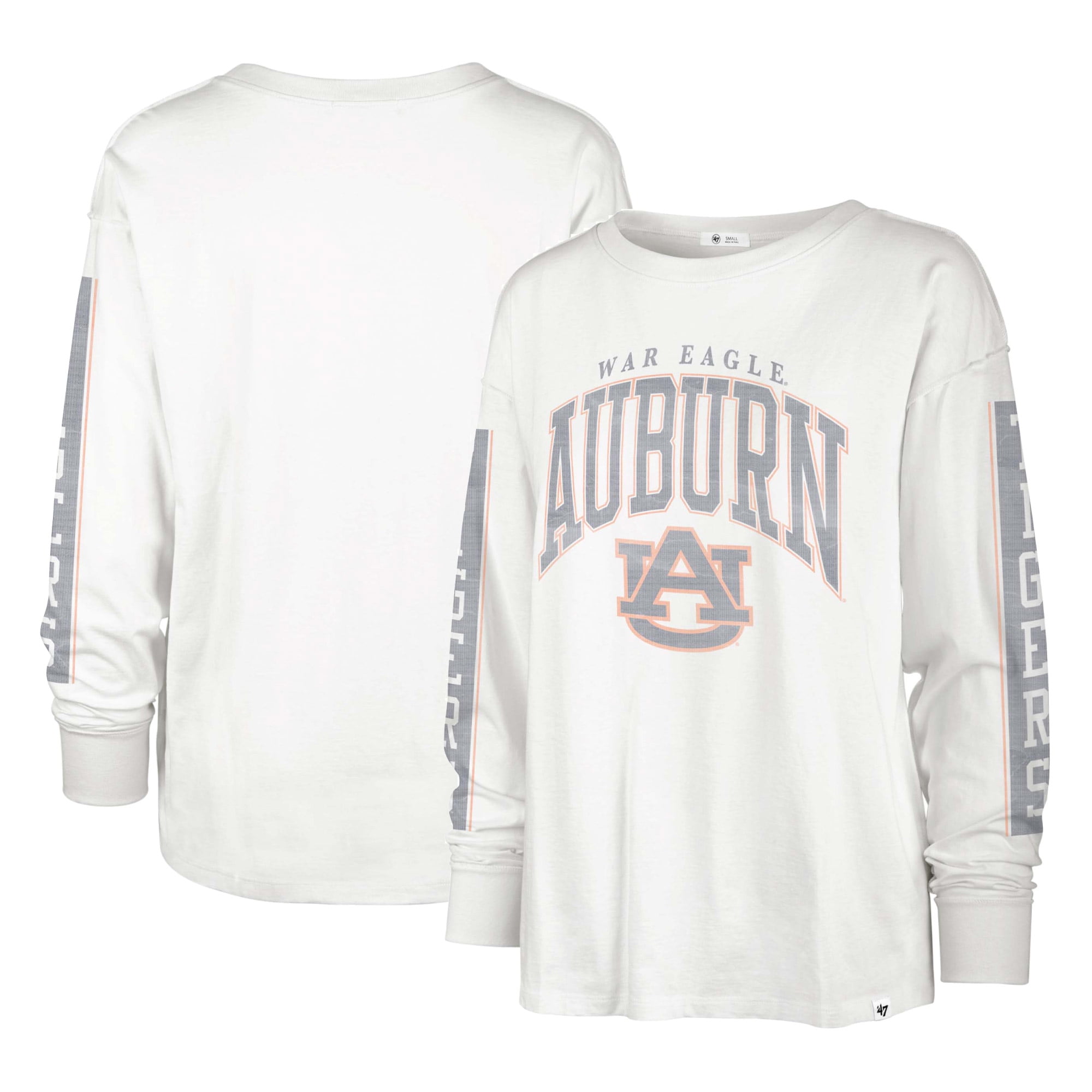 Women's '47 Cream Auburn Tigers Statement SOA 3-Hit Long Sleeve T-Shirt ...
