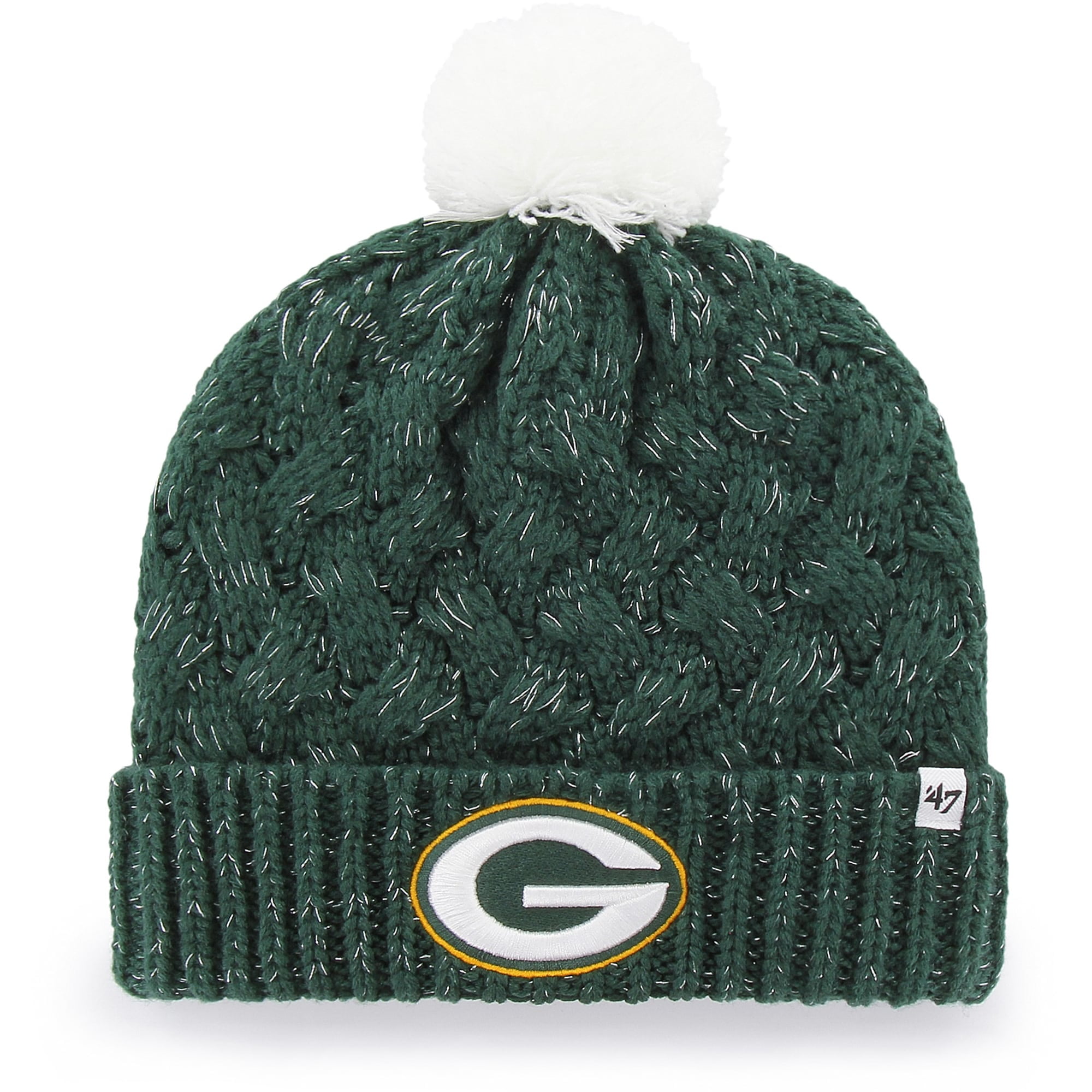 Women's '47 Green Green Bay Packers Fiona Logo Cuffed Knit Hat with Pom ...