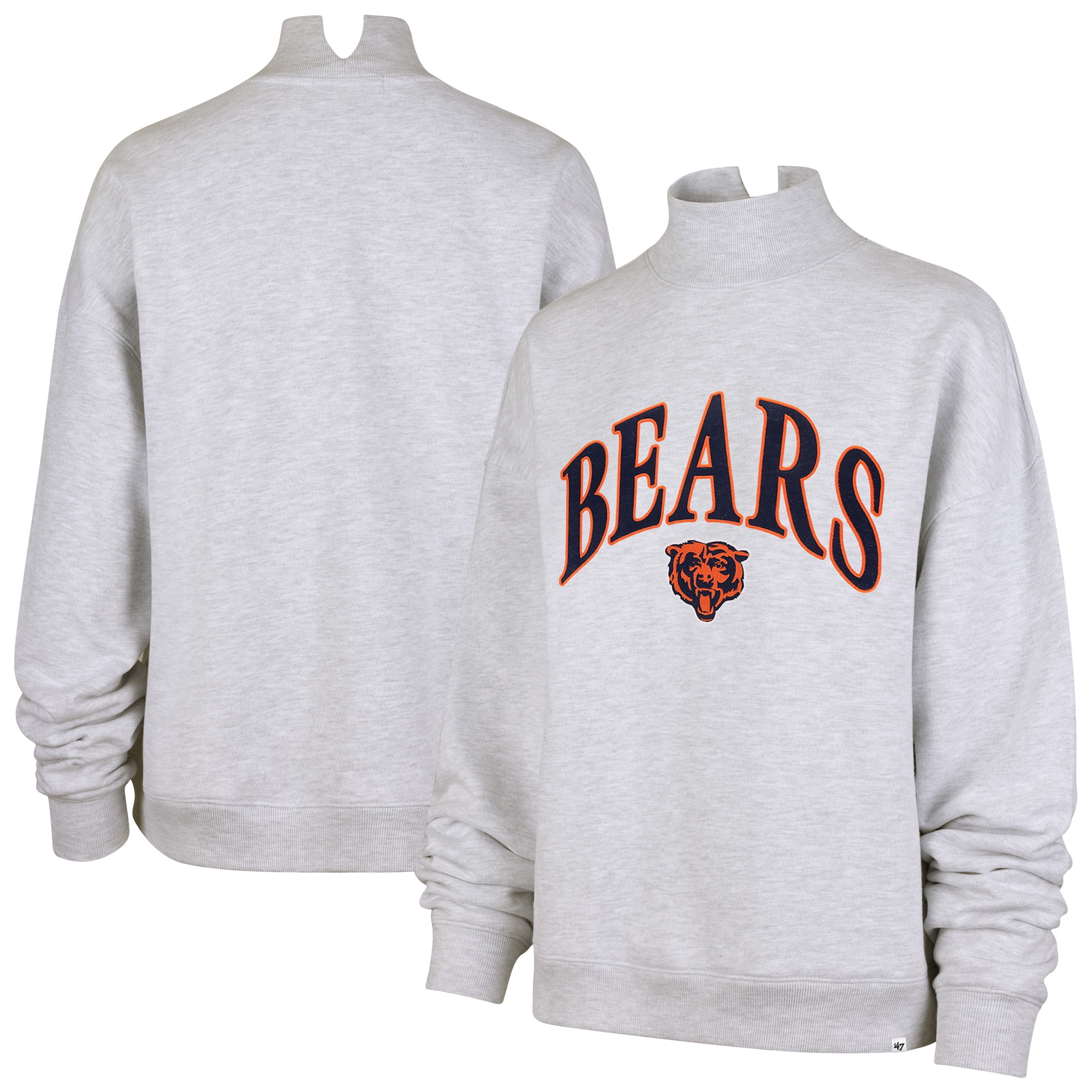 Women's '47 Heather Gray Chicago Bears Vantage Mock Neck Pullover