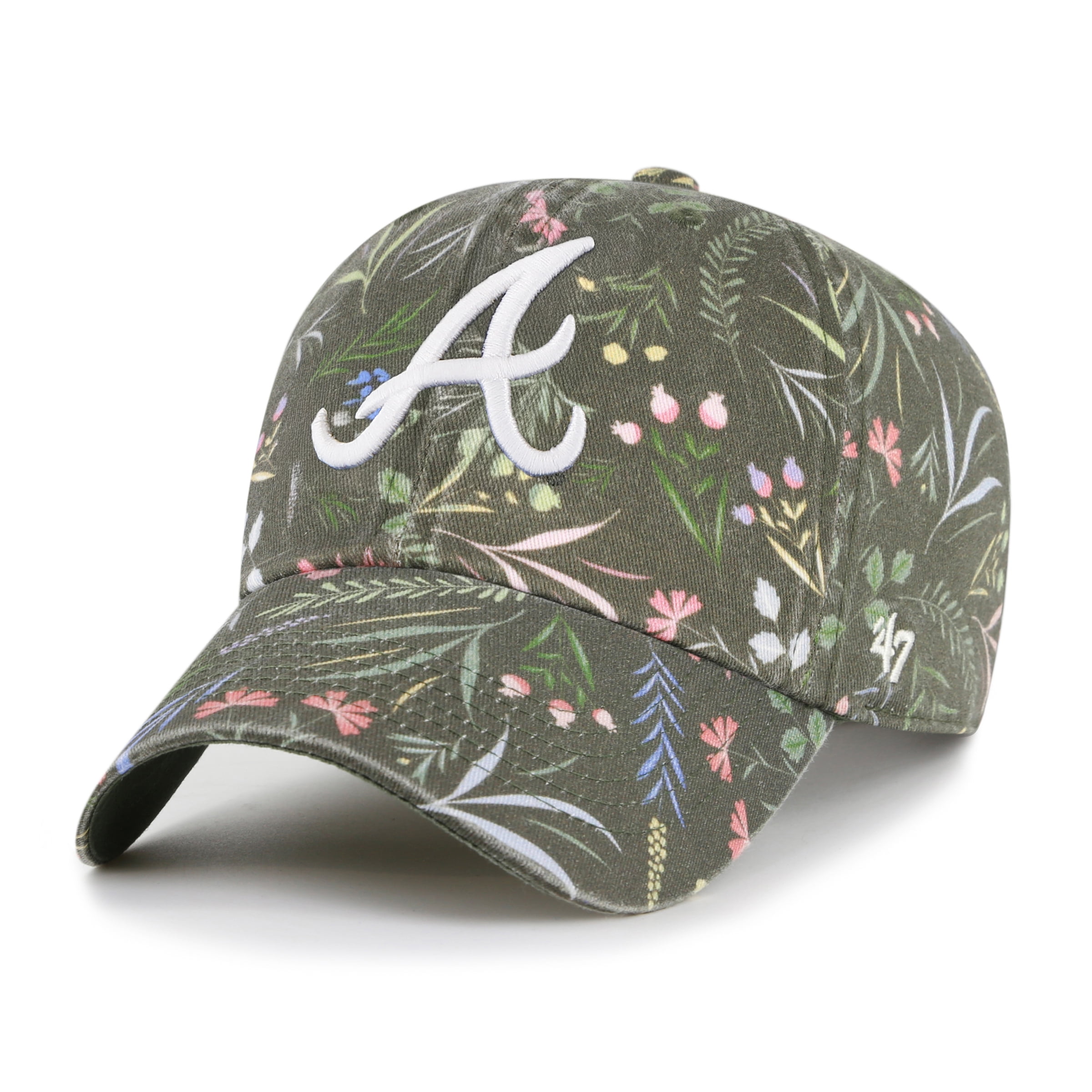 Women's '47 Olive Atlanta Braves Moss Verbena Clean Up Adjustable Hat ...