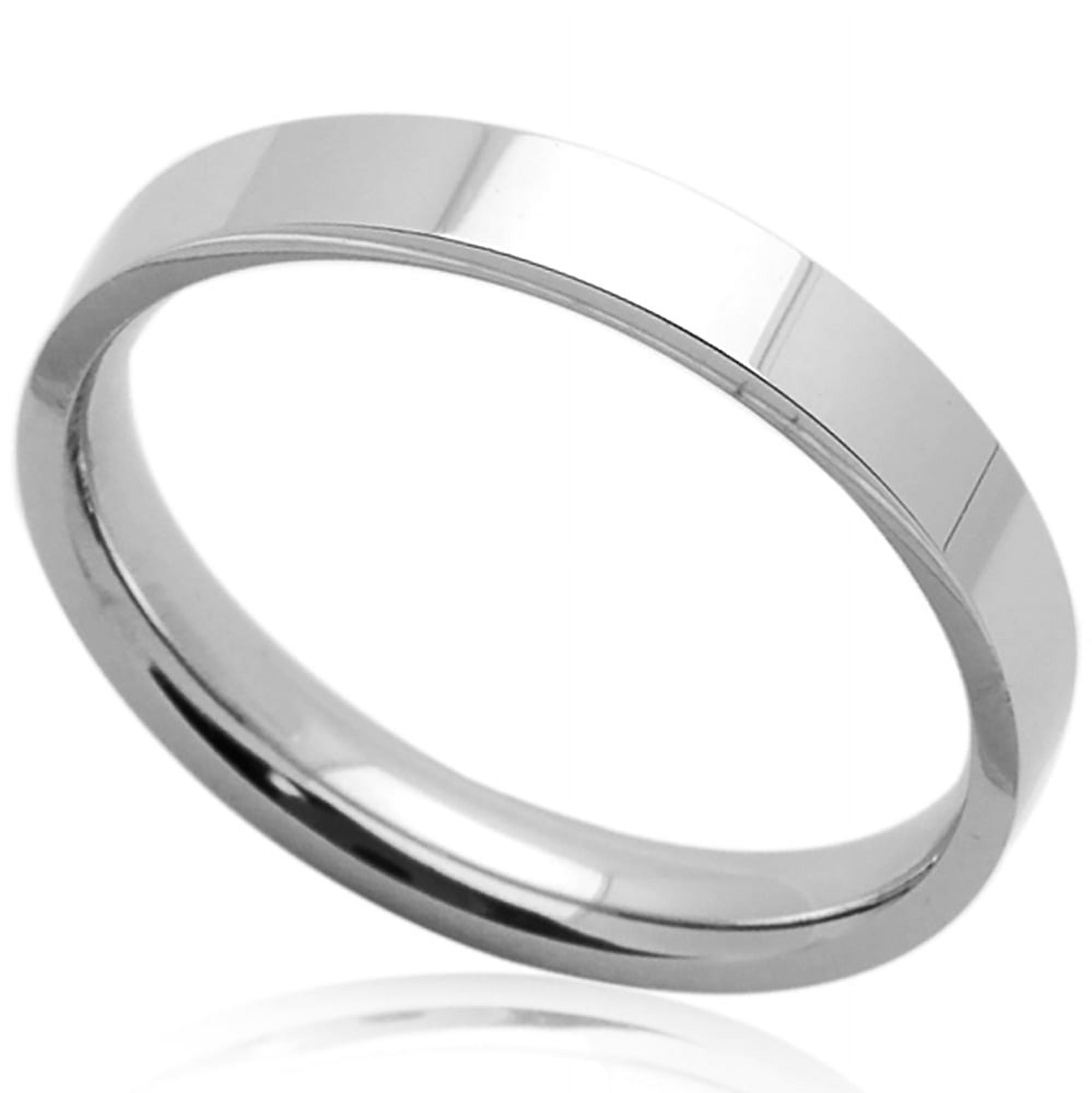 Women's 4MM Comfort Fit Stainless Steel Wedding Band Classic Flat Ring ...