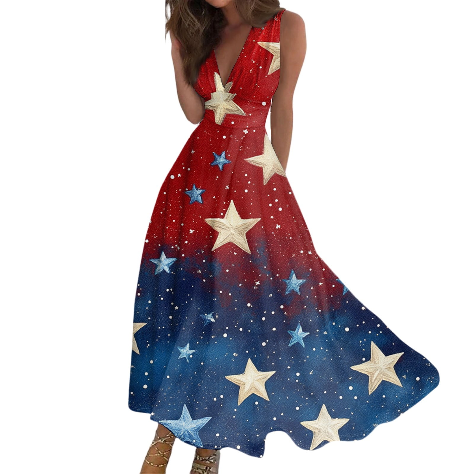 Women's 4th of July Patriotic Dress, Women Sext V-Neck Sleeveless ...