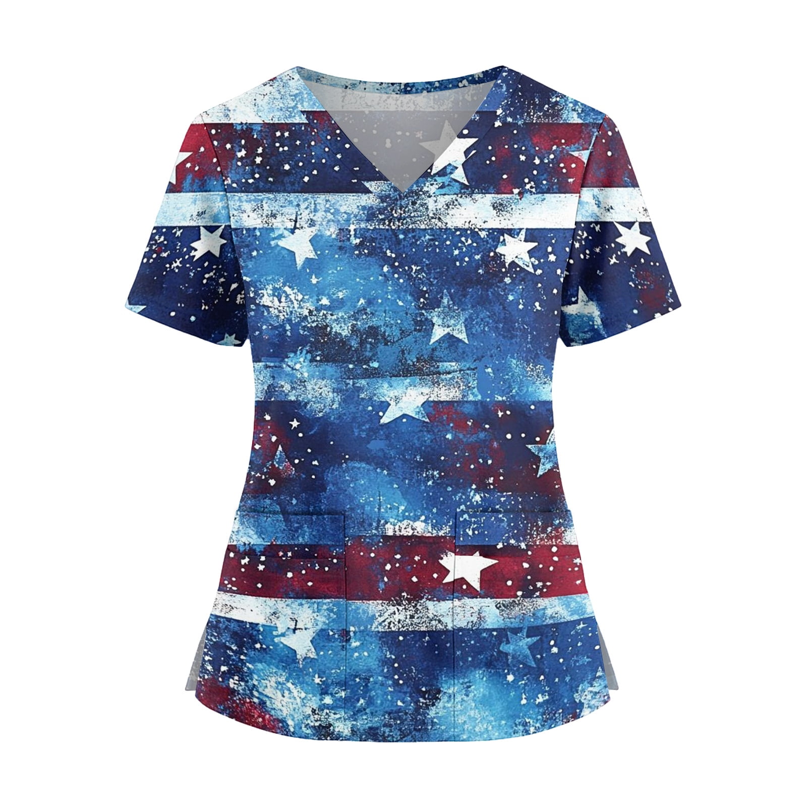 Women's 4th of July Scrub Tops - 250th Anniversary USA Modern Classic ...