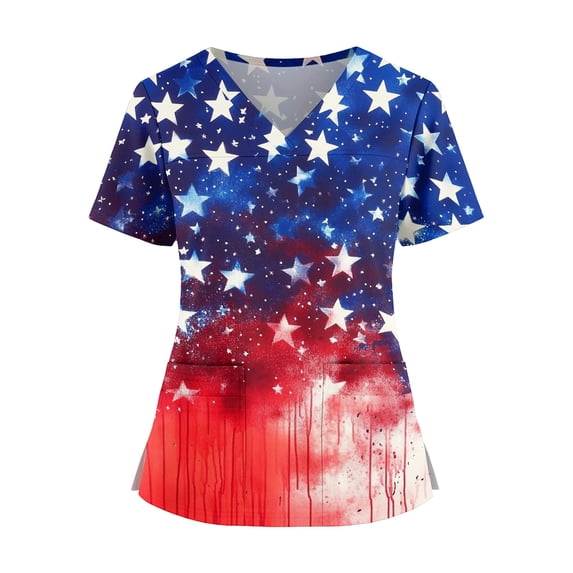 Women's 4th of July Scrub Tops - 250th Anniversary USA Modern Classic ...