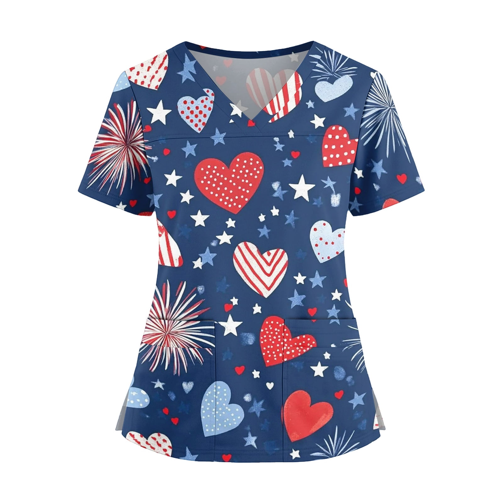 Women's 4th of July Scrub Tops - 250th Anniversary USA Modern Classic ...