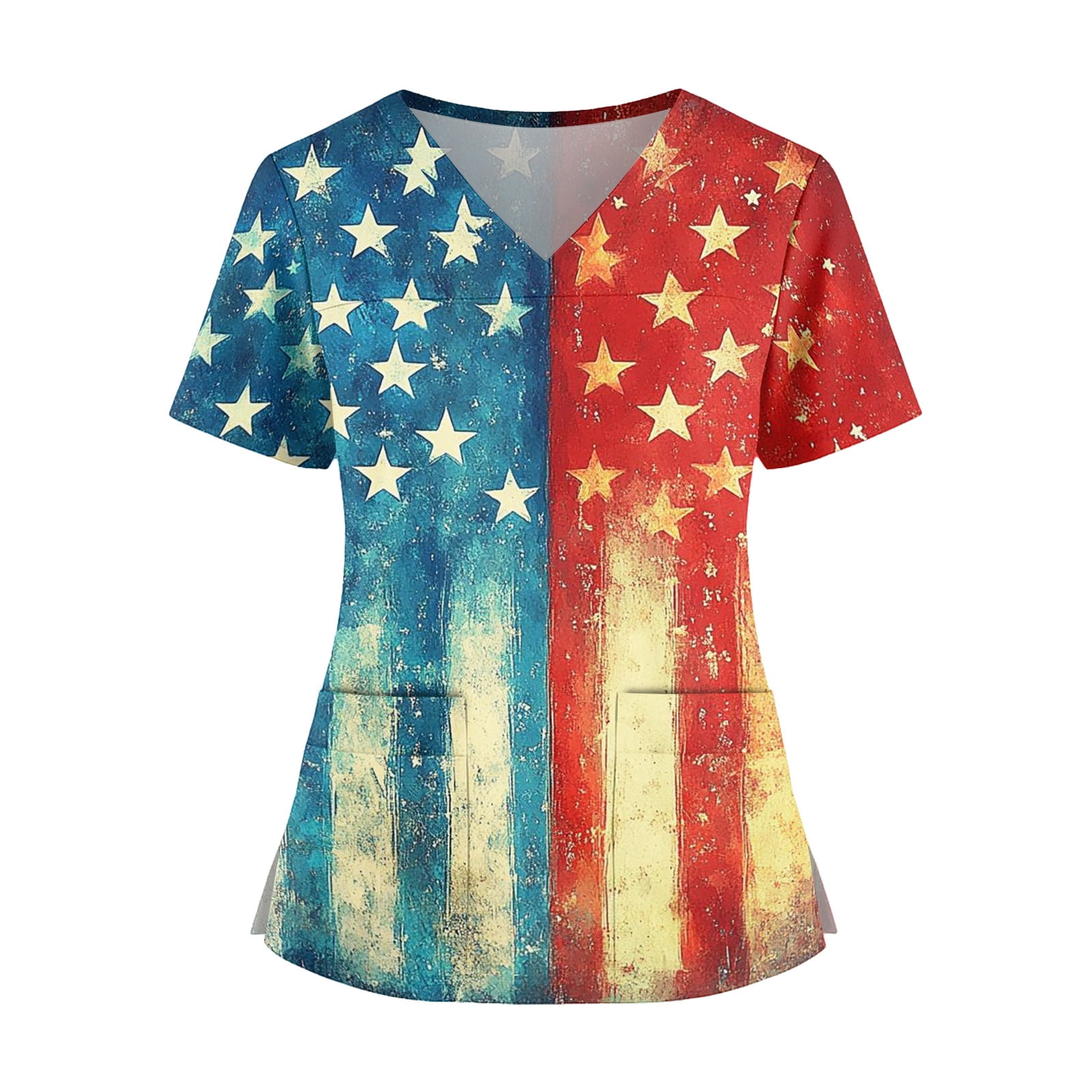Women's 4th of July Scrub Tops - 250th Anniversary USA Modern Classic ...