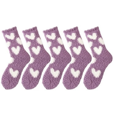 5 Pack Women Fuzzy Socks Thick Soft Warm Winter Wool Fluffy Cozy Socks ...