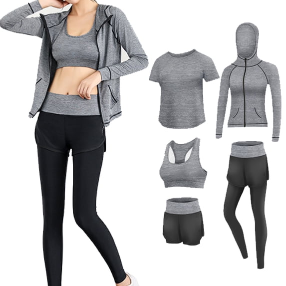 Women's 5pcs Sport Suits Fitness Training Clothes Fitness Yoga Running ...