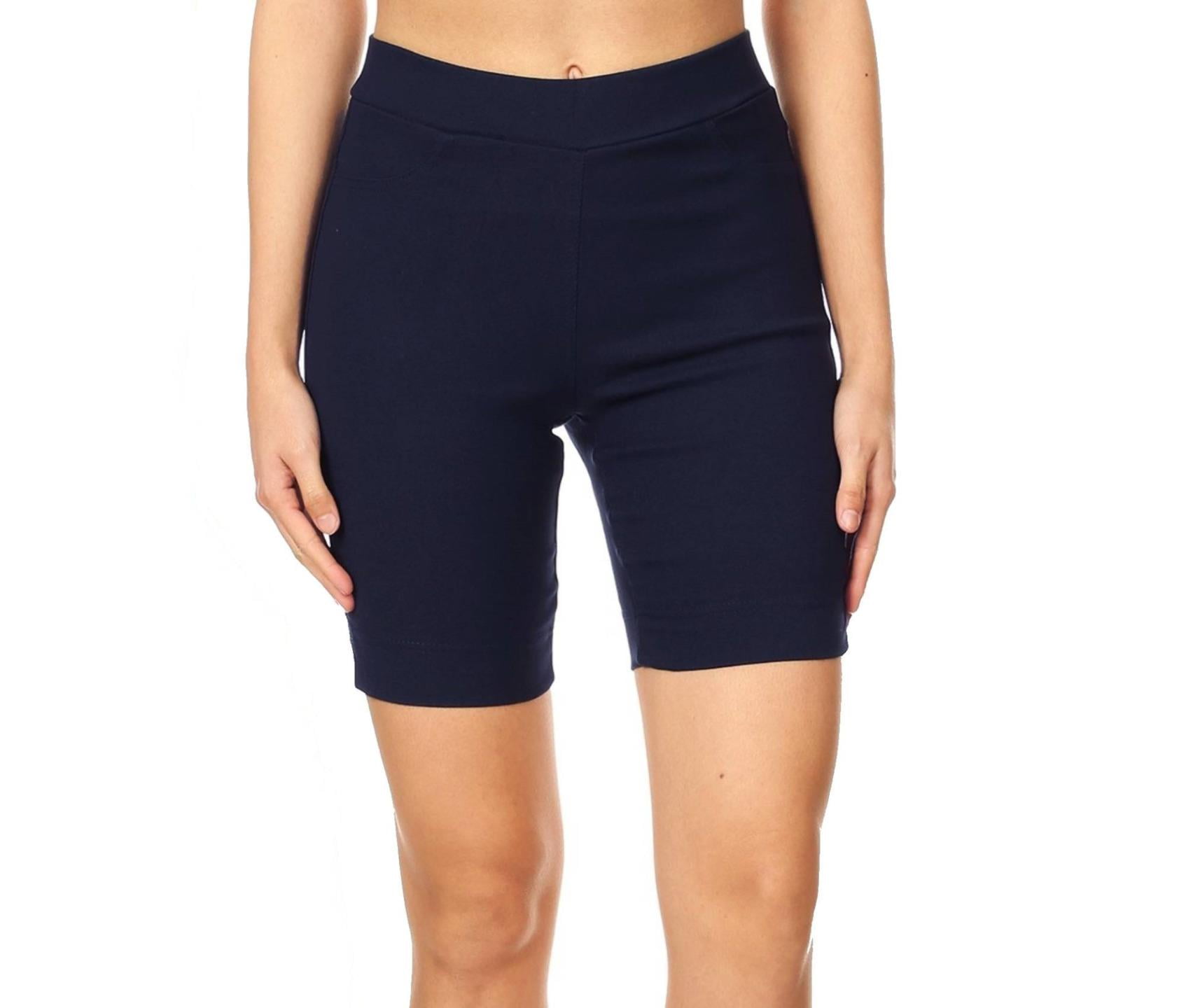 Women's 9" Bermuda Shorts Jean Style Pull On Cotton Blended Stretch ...