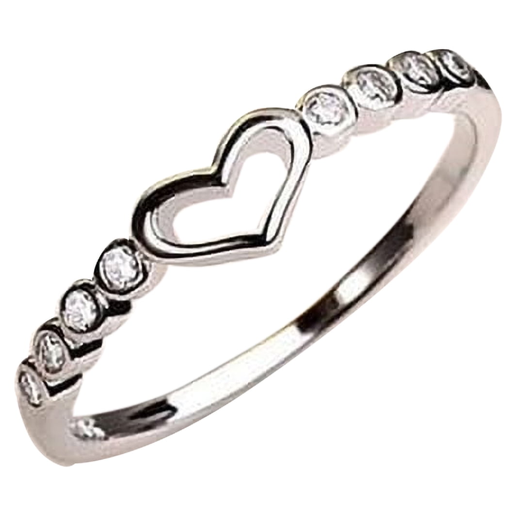 Bliss Women's 925 Sterling Silver Blue Sapphire CZ Heart Gemstone Ring ...