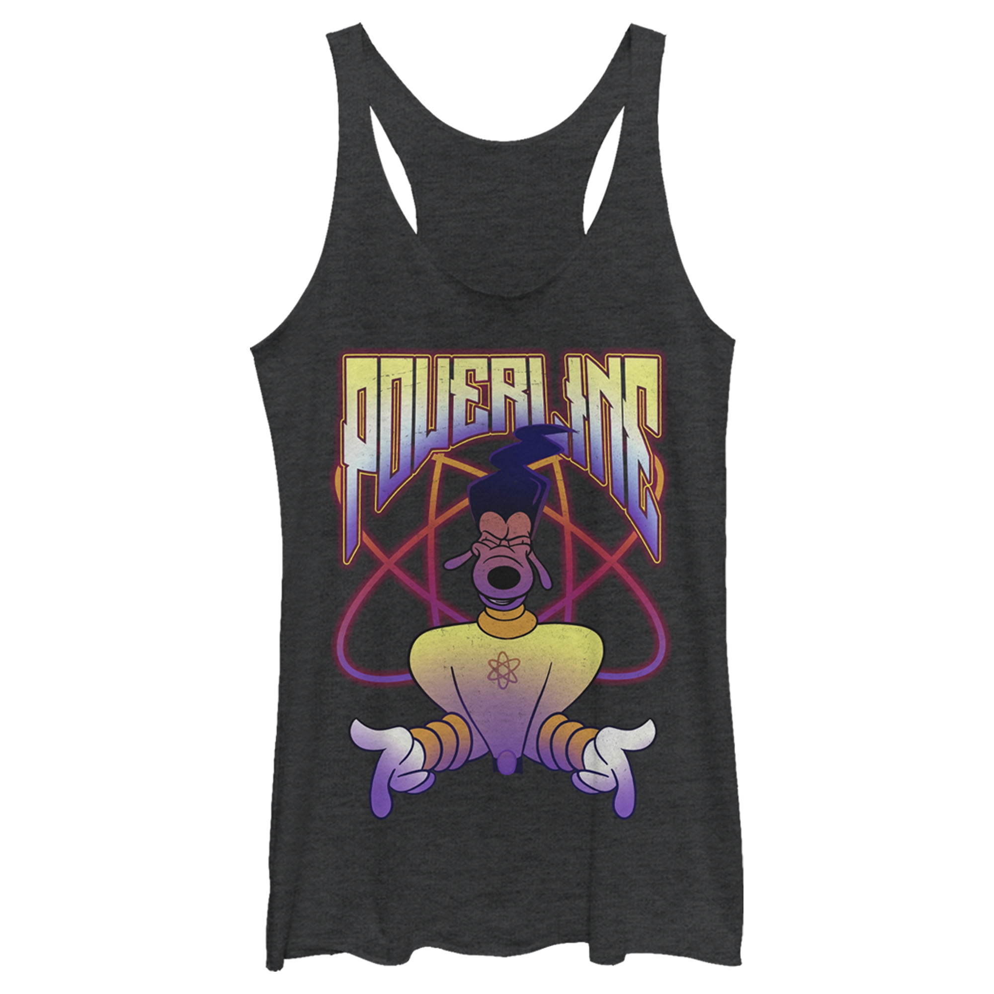 Women's A Goofy Movie Powerline Retro Racerback Tank Top Black Heather ...