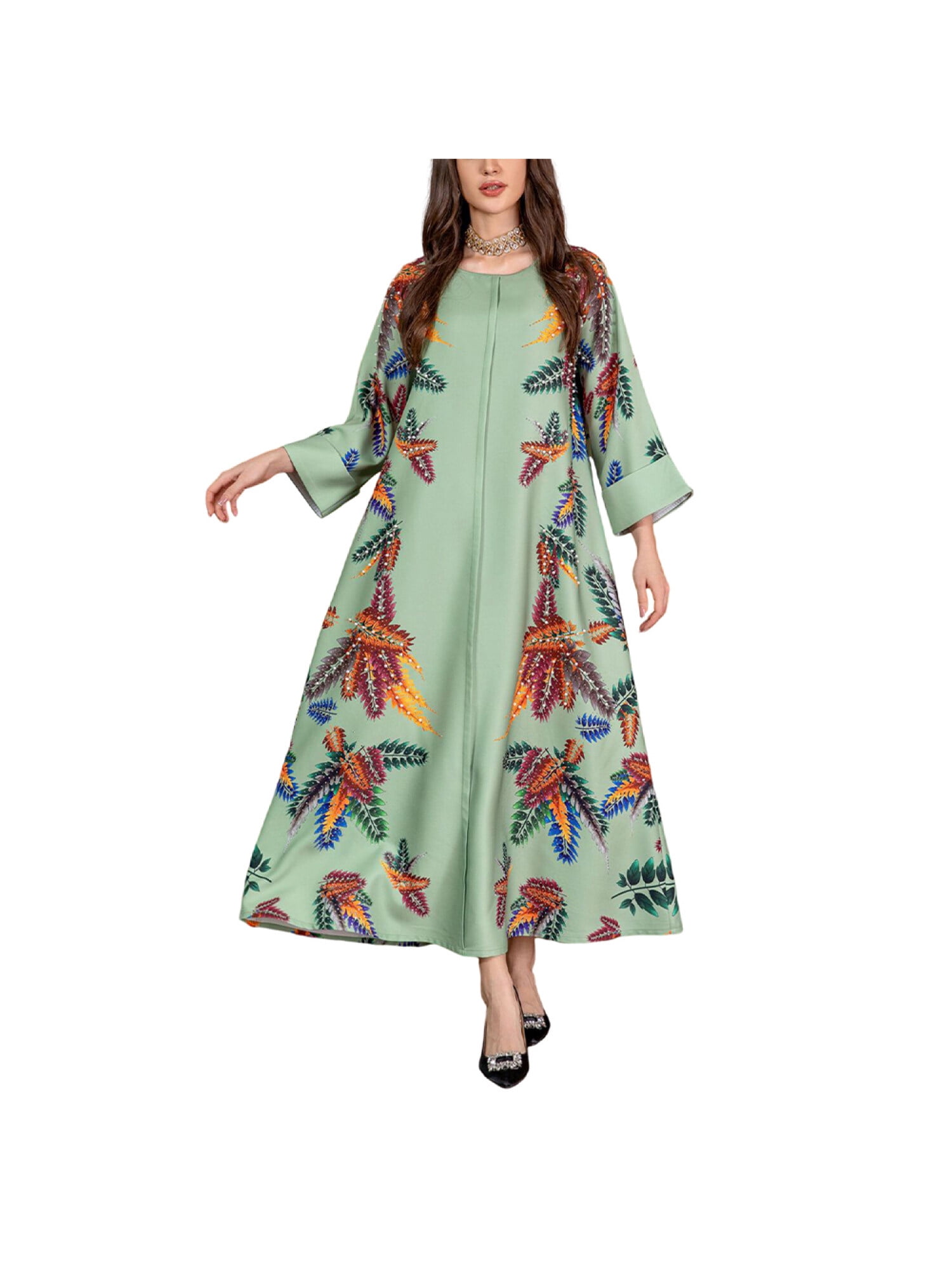 Women’s ABO Middle Eastern Style Ethnic Dress, Hot Drill Printed AB345 ...