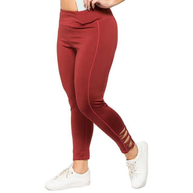 Womens Active Lattice Ankle Cutout Workout Leggings Plus Size