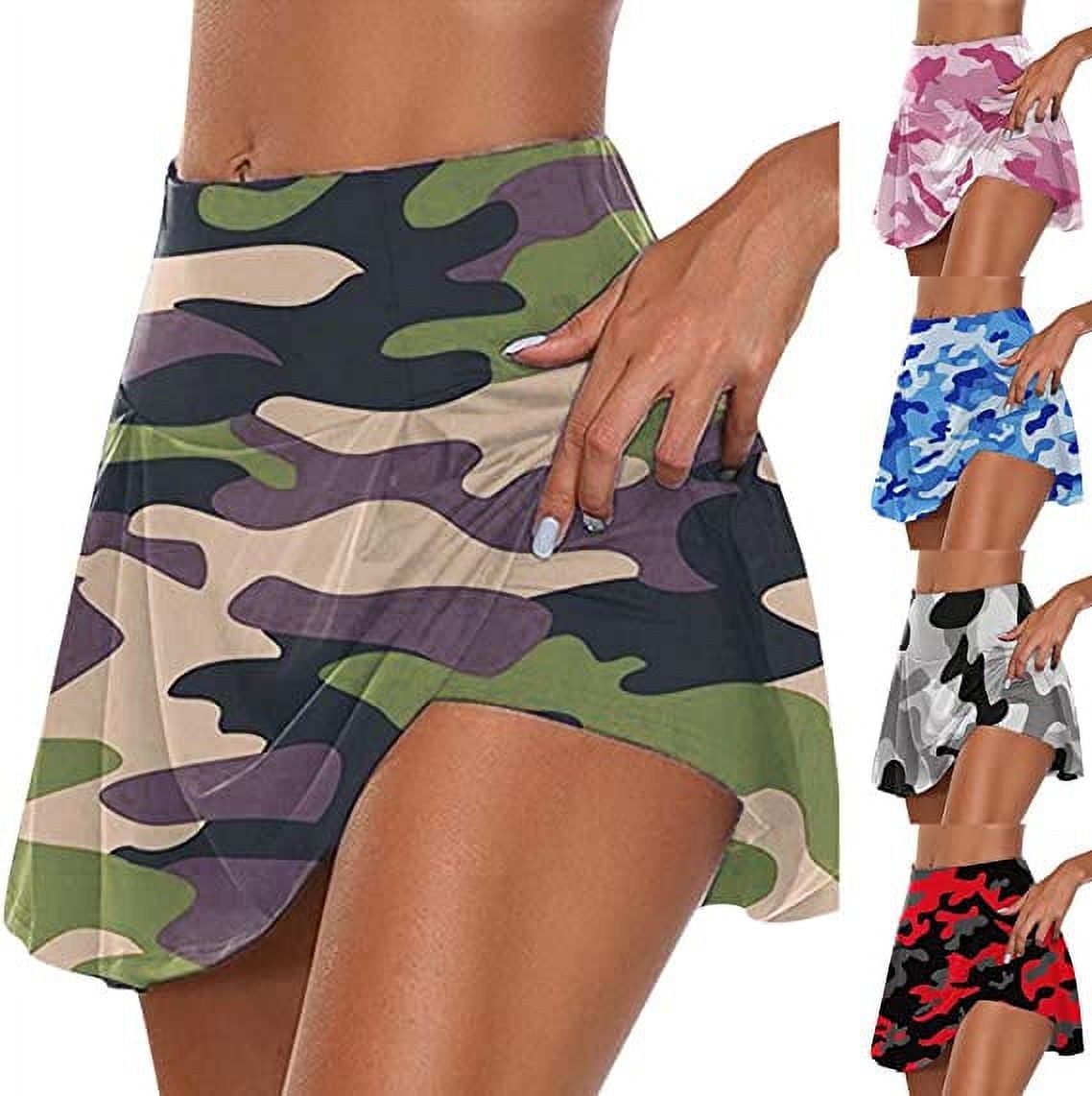 Womens Active Skort,solid Color Camouflage Print Quick Drying Fitness