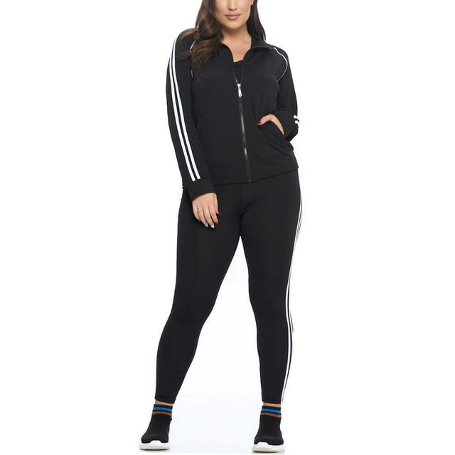 Women's Active Tracksuit Sets 2 Piece Outfits Stand Collar Striped ...