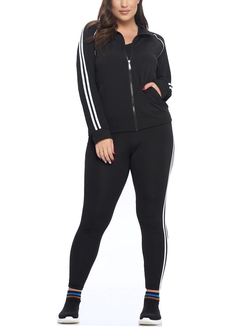Women's Active Tracksuit Sets 2 Piece Outfits Stand Collar Striped ...