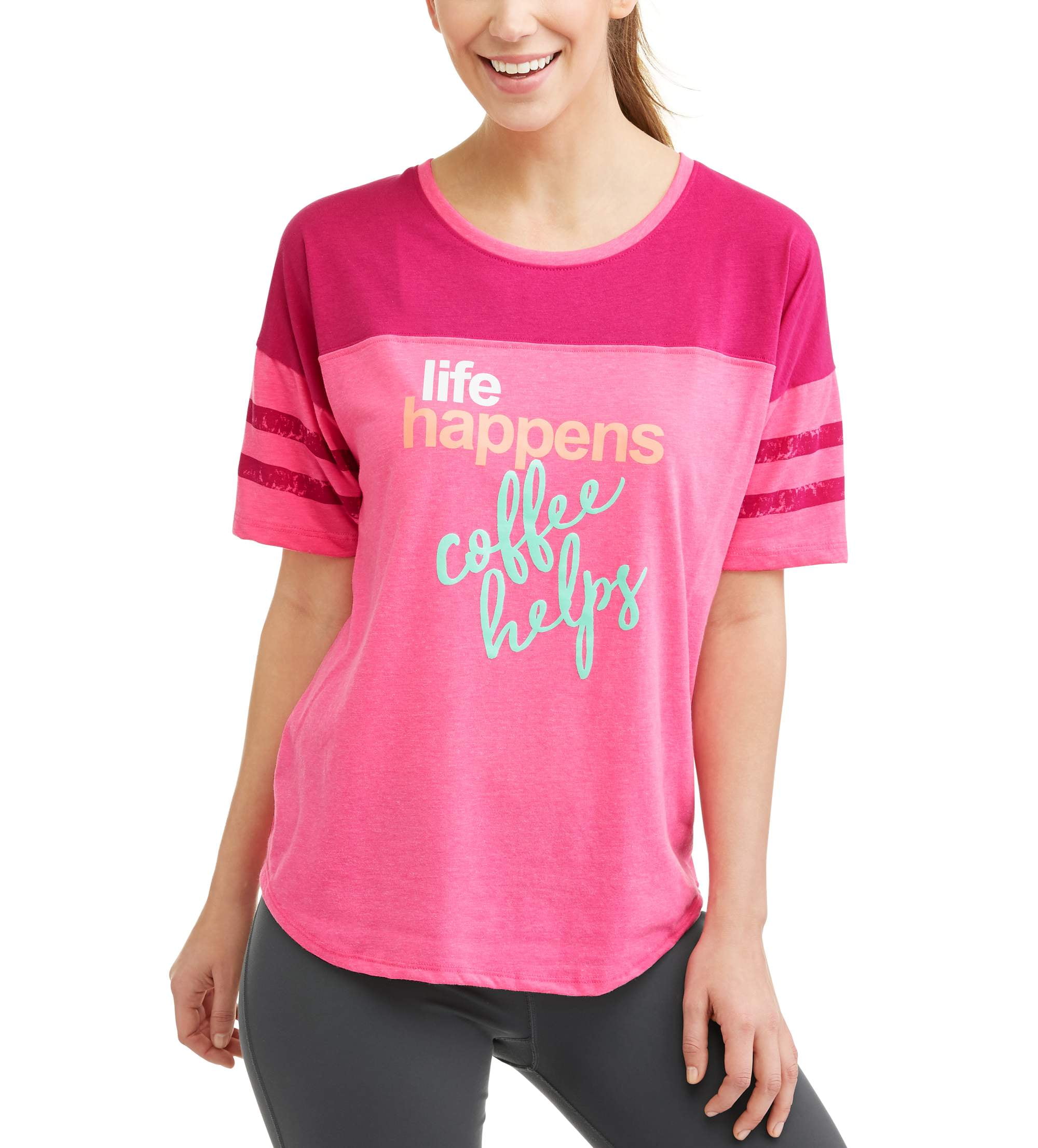 Women's Active Varsity Graphic & Solid Baseball T-Shirt - Walmart.com