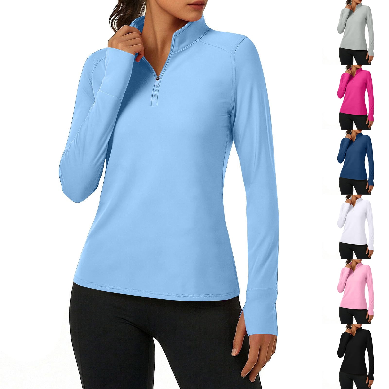 For Women's Active Wear: Long Sleeve 1/4 Zip Workout Top - Slim Fit ...