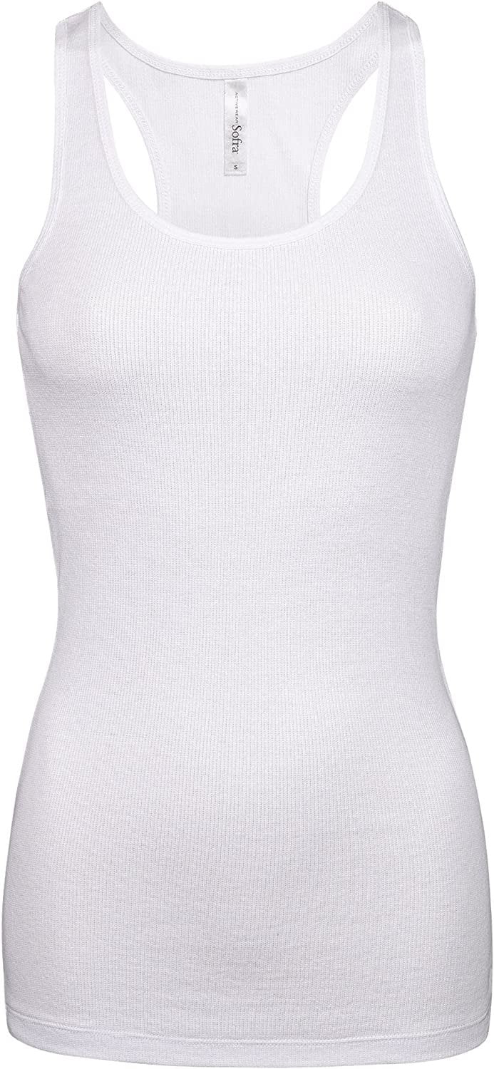 Women's Activewear Cotton Ribbed Racerback Tank Top, Pack of 3 White ...