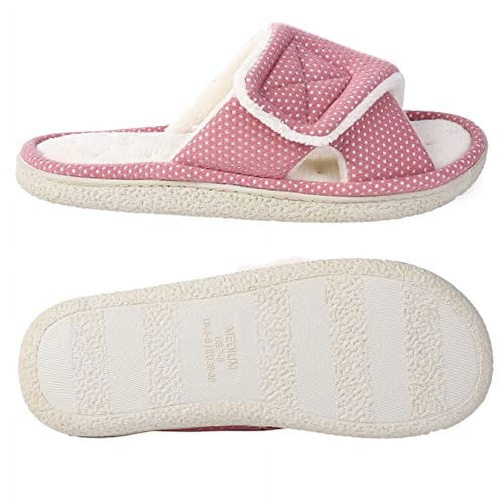 Women's Adjustable Arch Support House Slippers Plush Open Toe Velcro ...