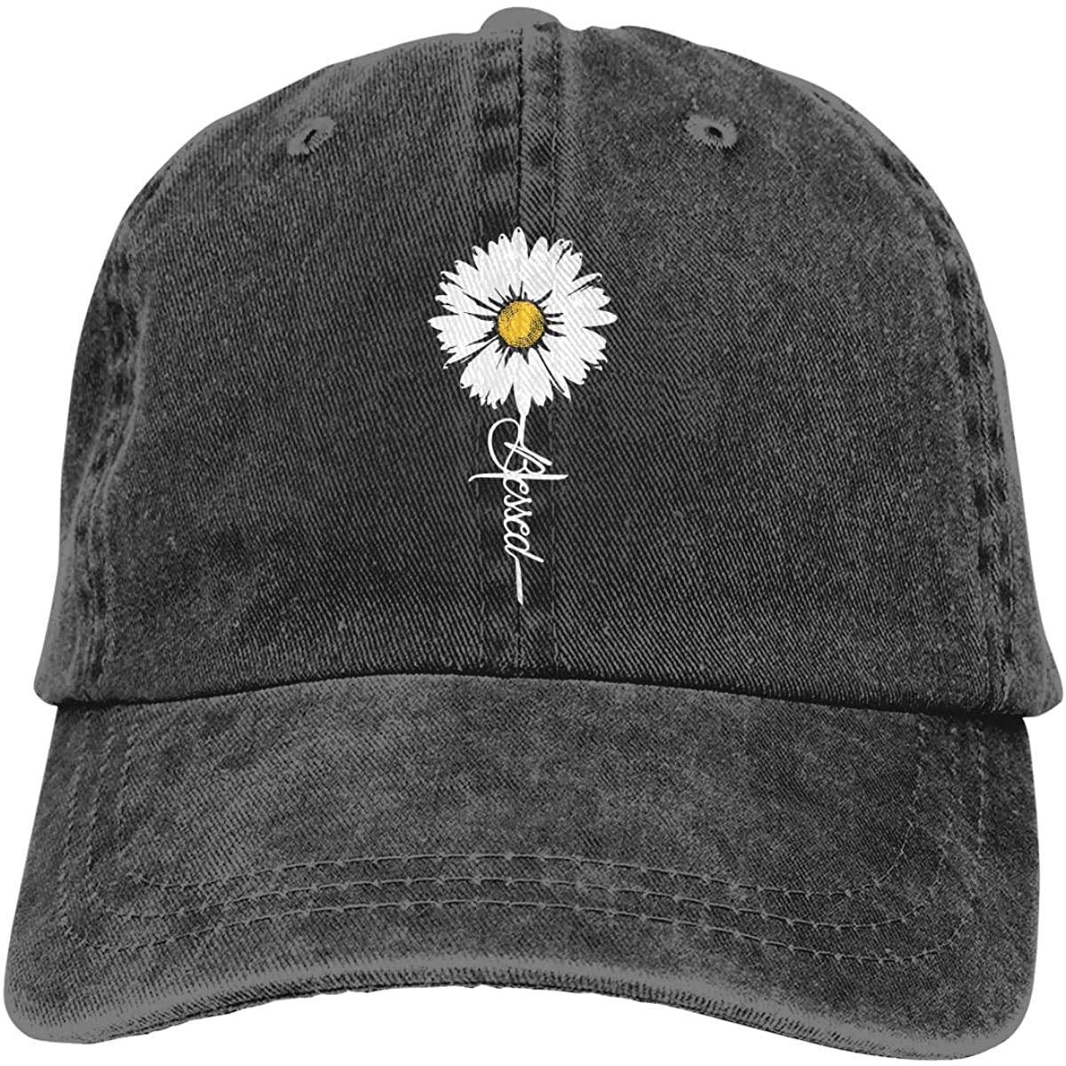Women's Adjustable Daisy Blessed Hat Faith Vintage Washed Baseball Cap ...