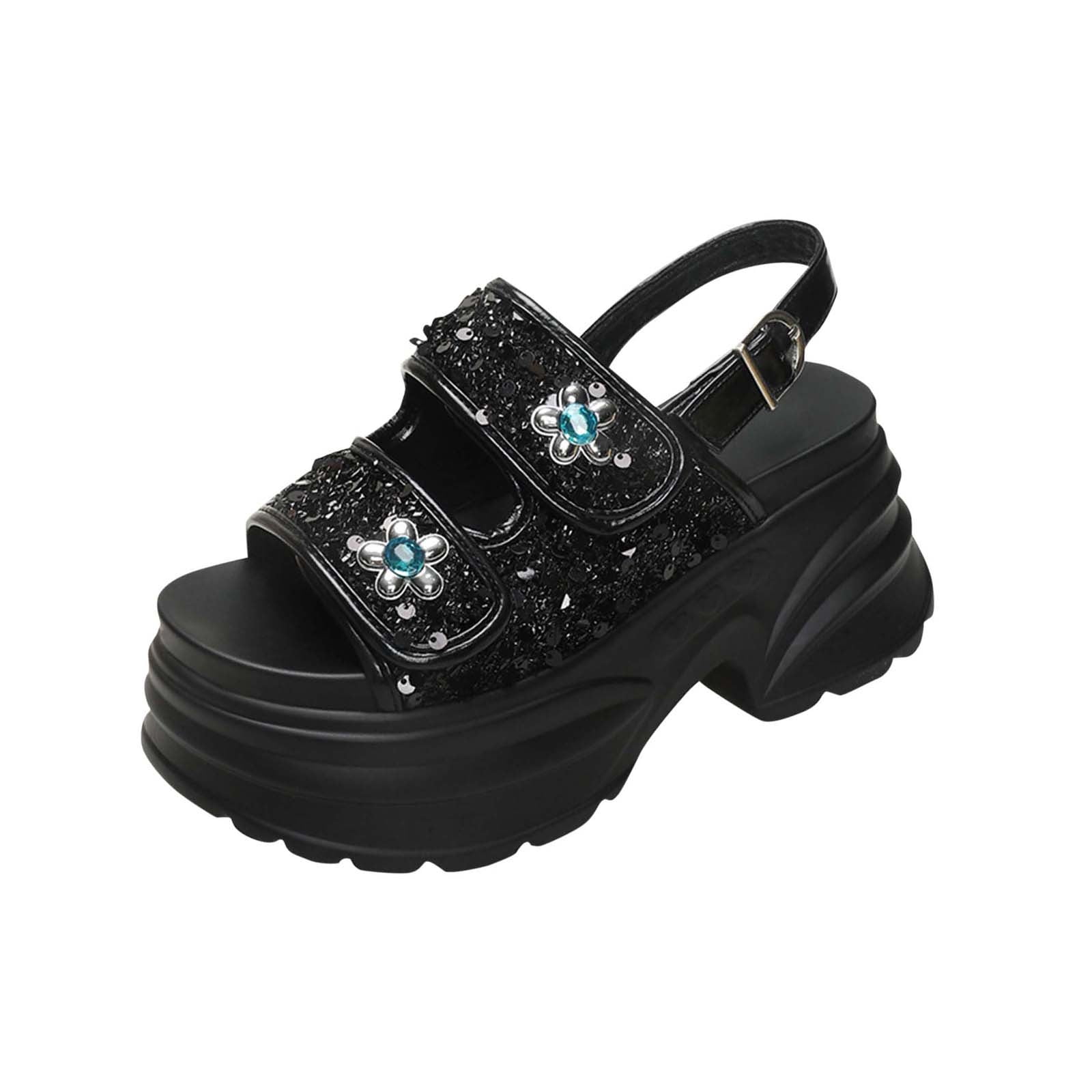 Women's Adjustable Hook and Loop Open Toe Platform Sport Sandals ...