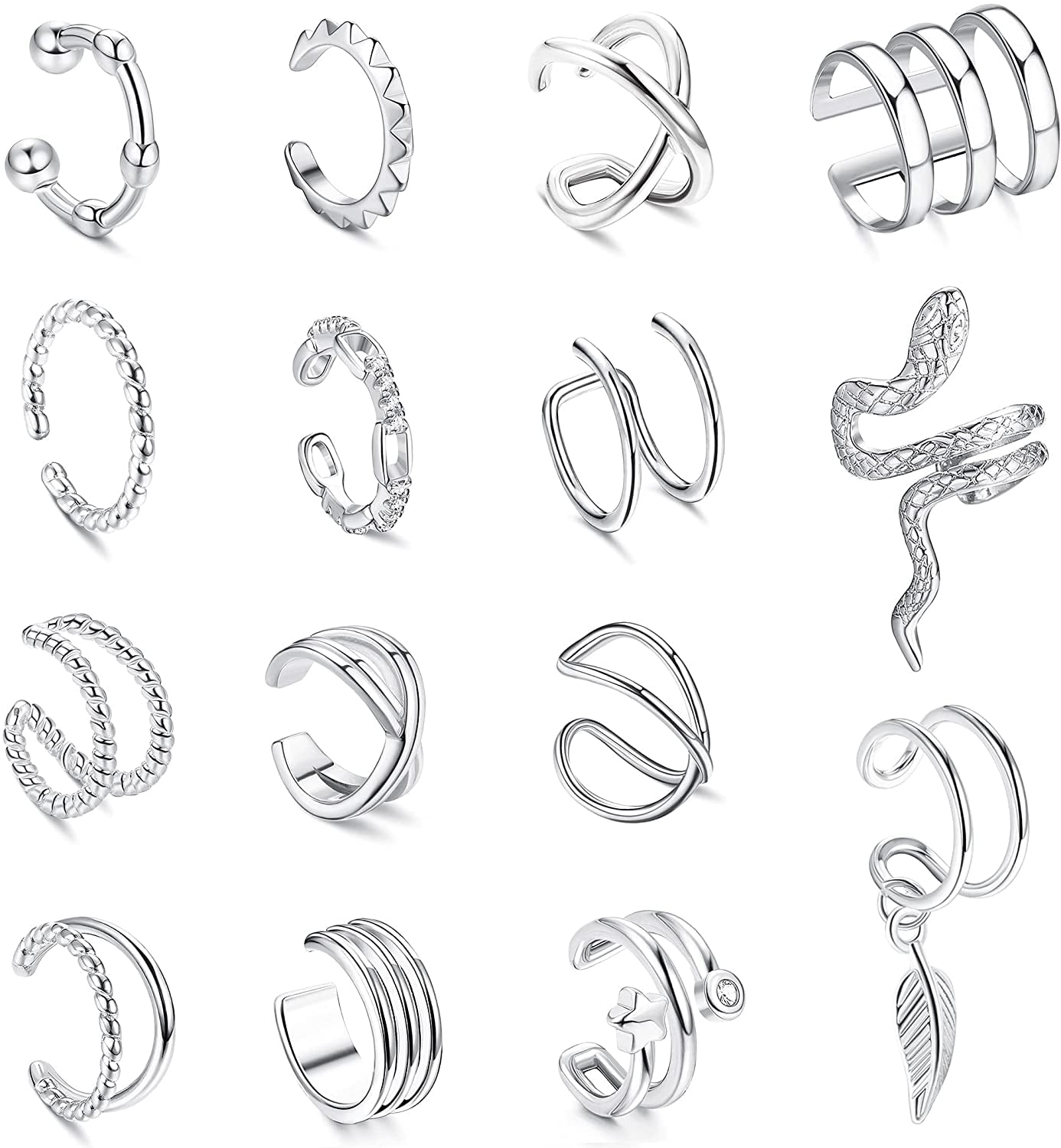 Walmart Women's Adjustable Non-Piercing Ear Cuffs, Clip On Cartilage ...