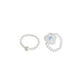 Women's Adjustable Pearl Rings, Set of 2, Elegant Acrylic Elastic Rope ...