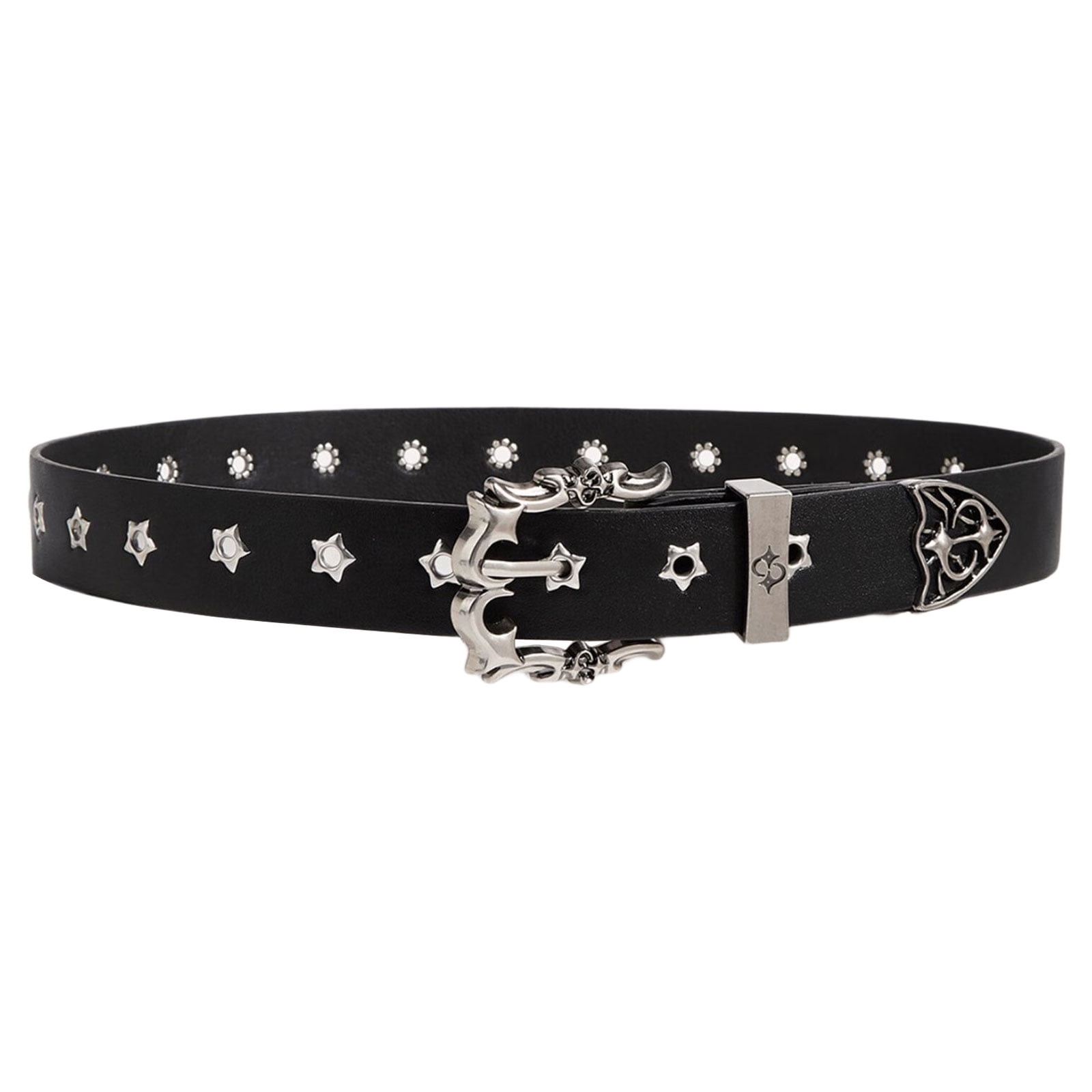 Women’s Adjustable Punk Belt with Metal Spikes And Removable Chain For ...
