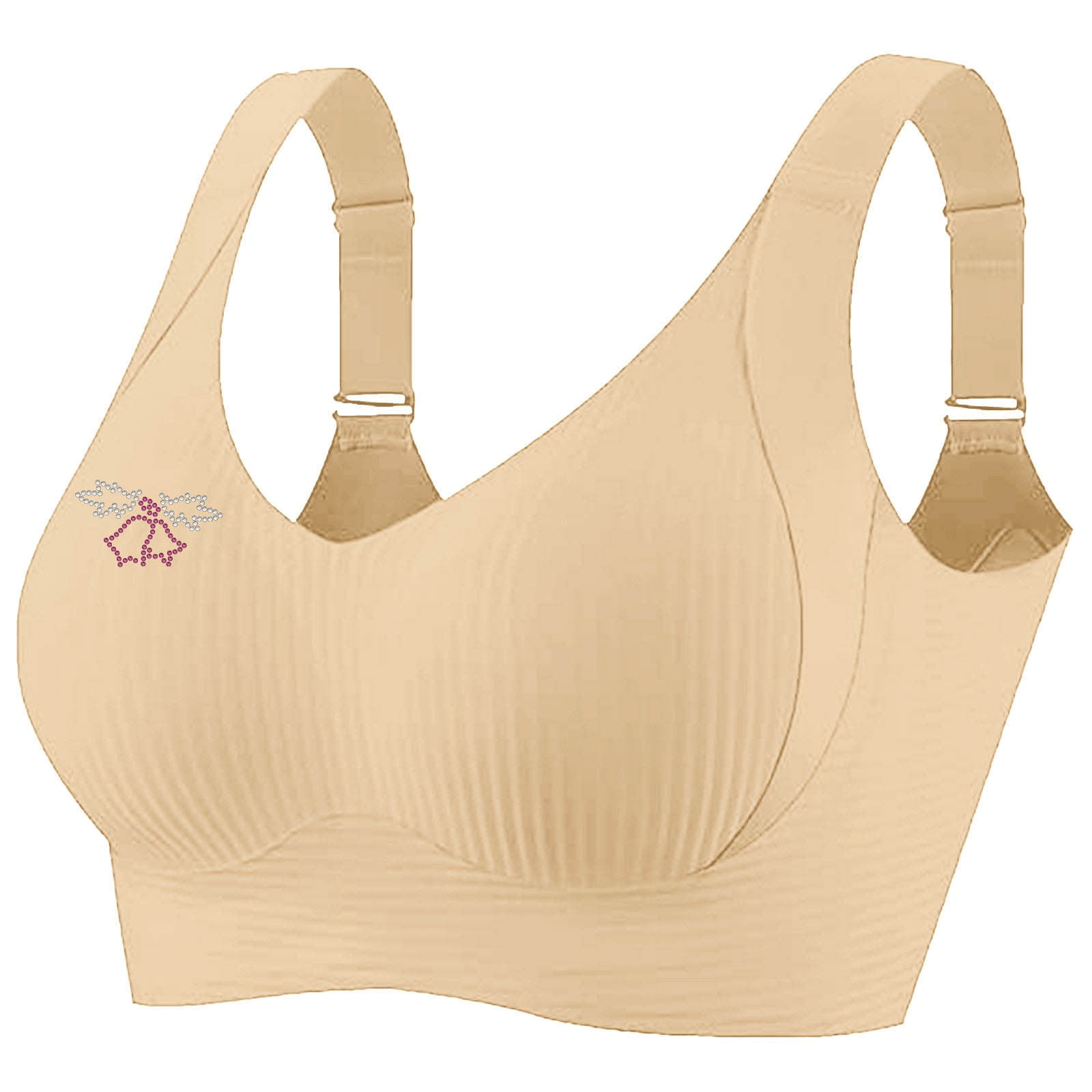 Women's Adjustable Ribbed Bra - Wireless Seamless Bralette ...