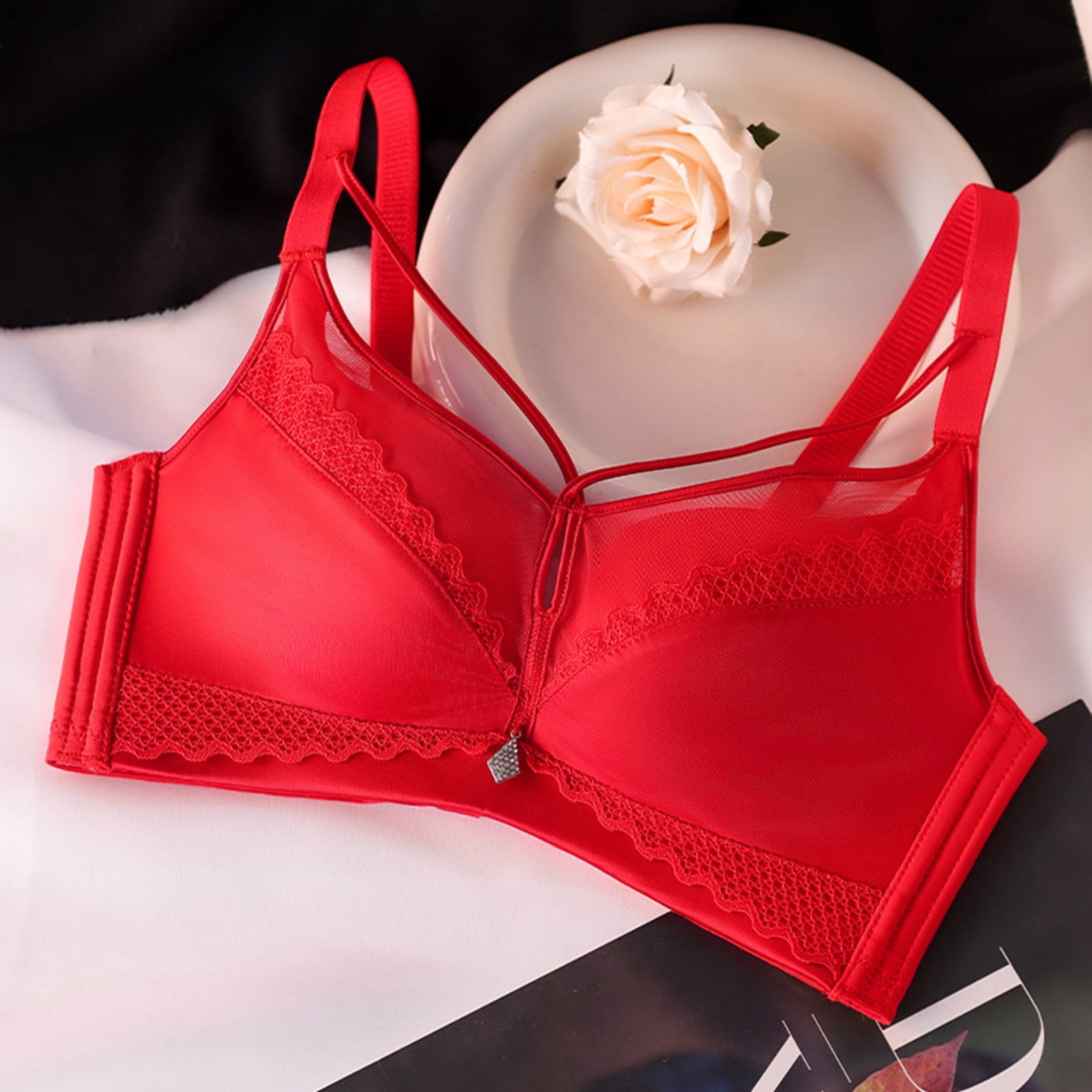 Women’s Adjustable Satin Wireless Bra For Small Bust Gathered Support ...