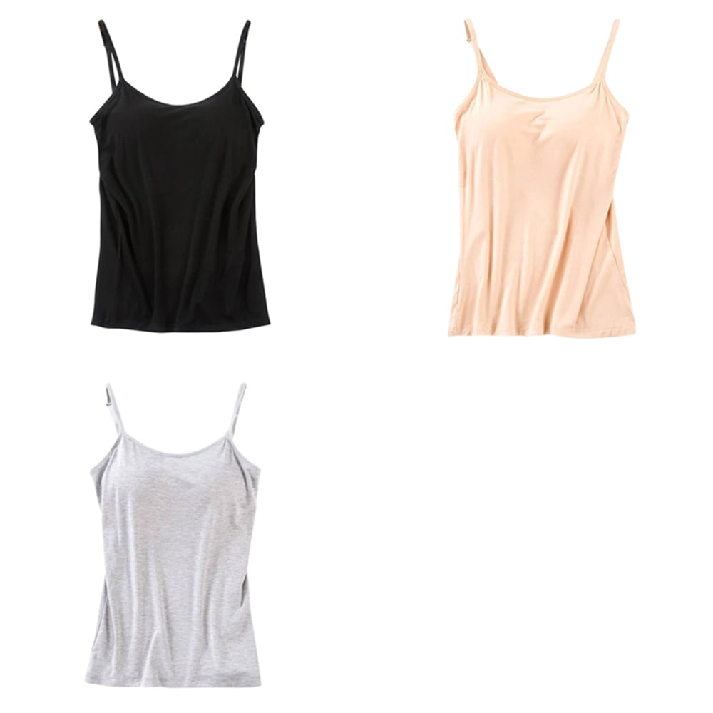 Women's Adjustable Strap Short Camisole Tank Top with Built in Padded ...