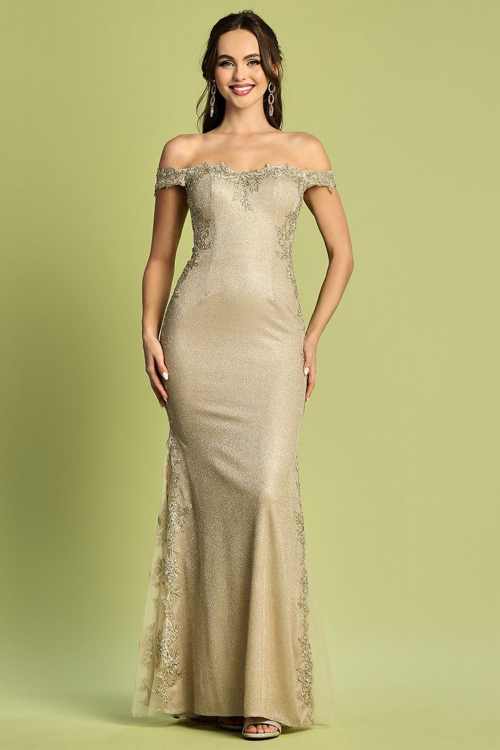 Women's Adora Design 3118 Metallic Glitter Mermaid Off Shoulder Prom ...