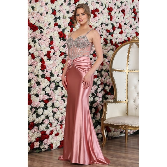 Women's Adora Design 3294 Long Beaded Mermaid Corset Formal Prom 2026 ...