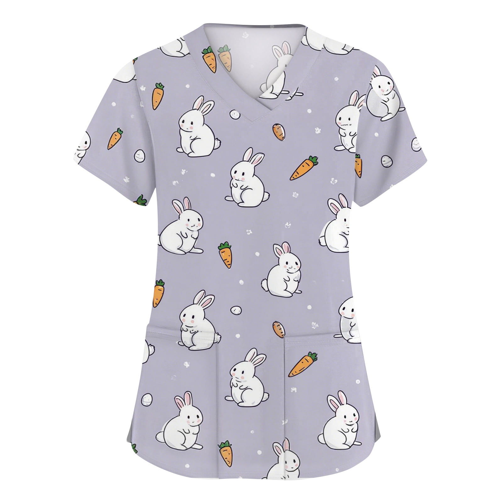 Women s Adorable Bunny Print Short Sleeve T Shirt Casual Loose Fit Plus ...