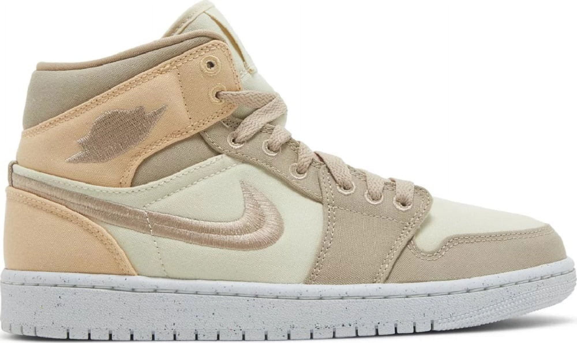Women's Air Jordan 1 Mid SE "Canvas Khaki" Muslin/Desert/Gold (DV0427 102) - 7 - Walmart.com