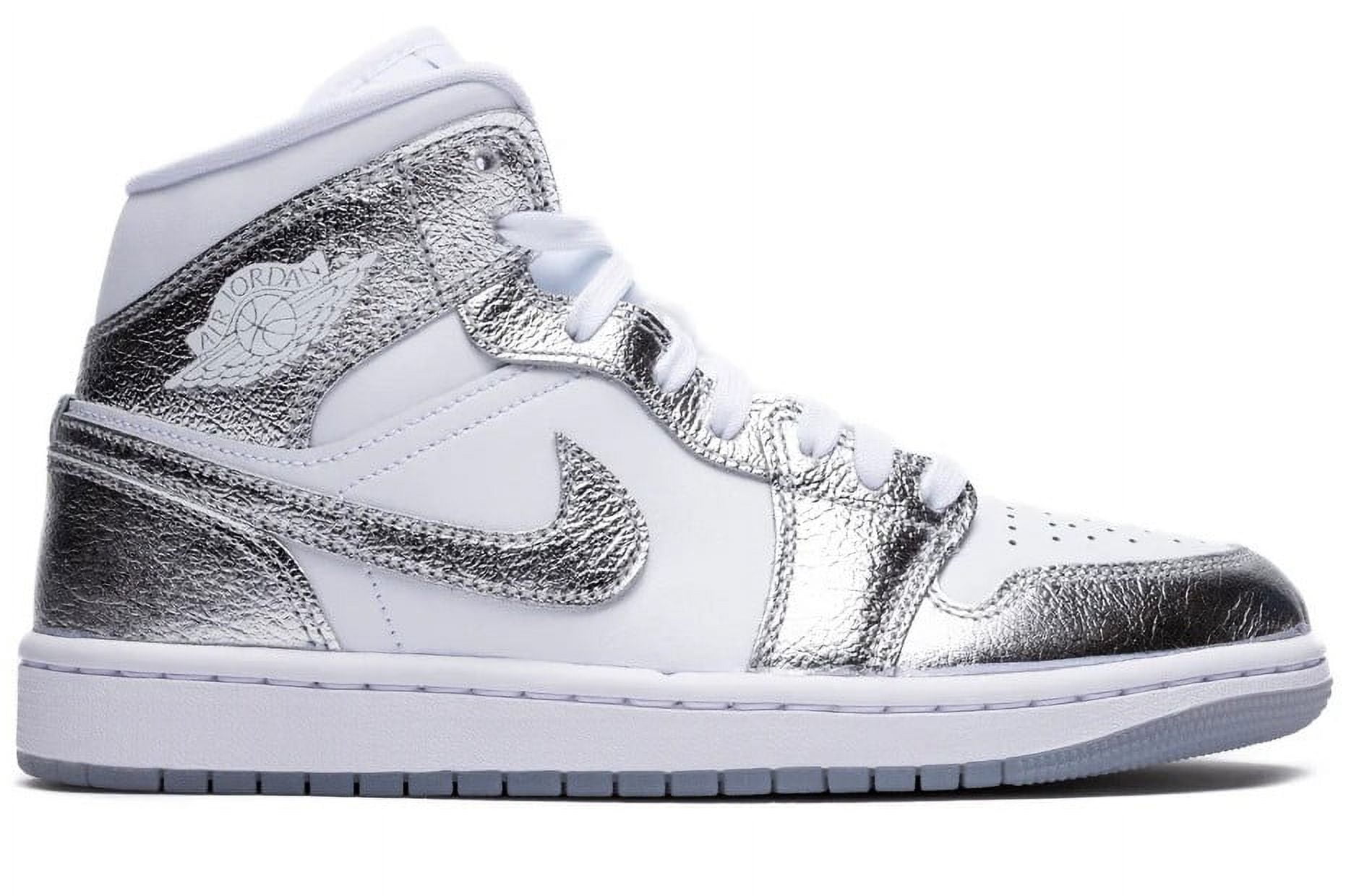 Women's Air Jordan 1 Mid SE White/Metallic Silver (FN5031 100) - 12 ...