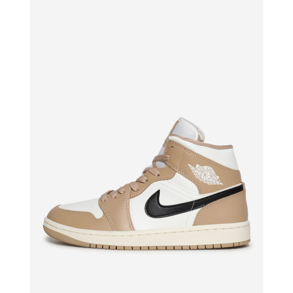 Women's Air Jordan 1 Mid Sail/Black-Desert (BQ6472 103) - 9 - Walmart.com