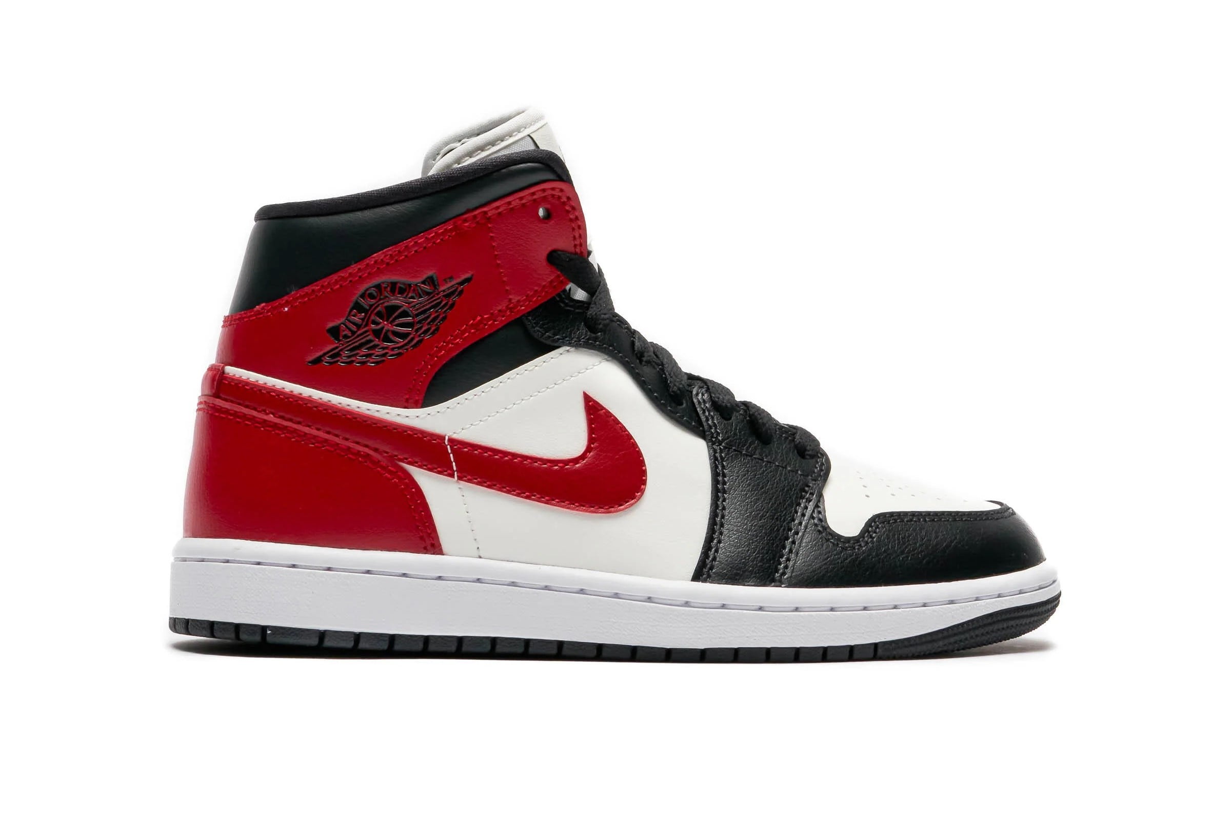 Women's Air Jordan 1 Mid Sail/Gym Red-Off Noir-White (BQ6472 160) - 7 - Walmart.com