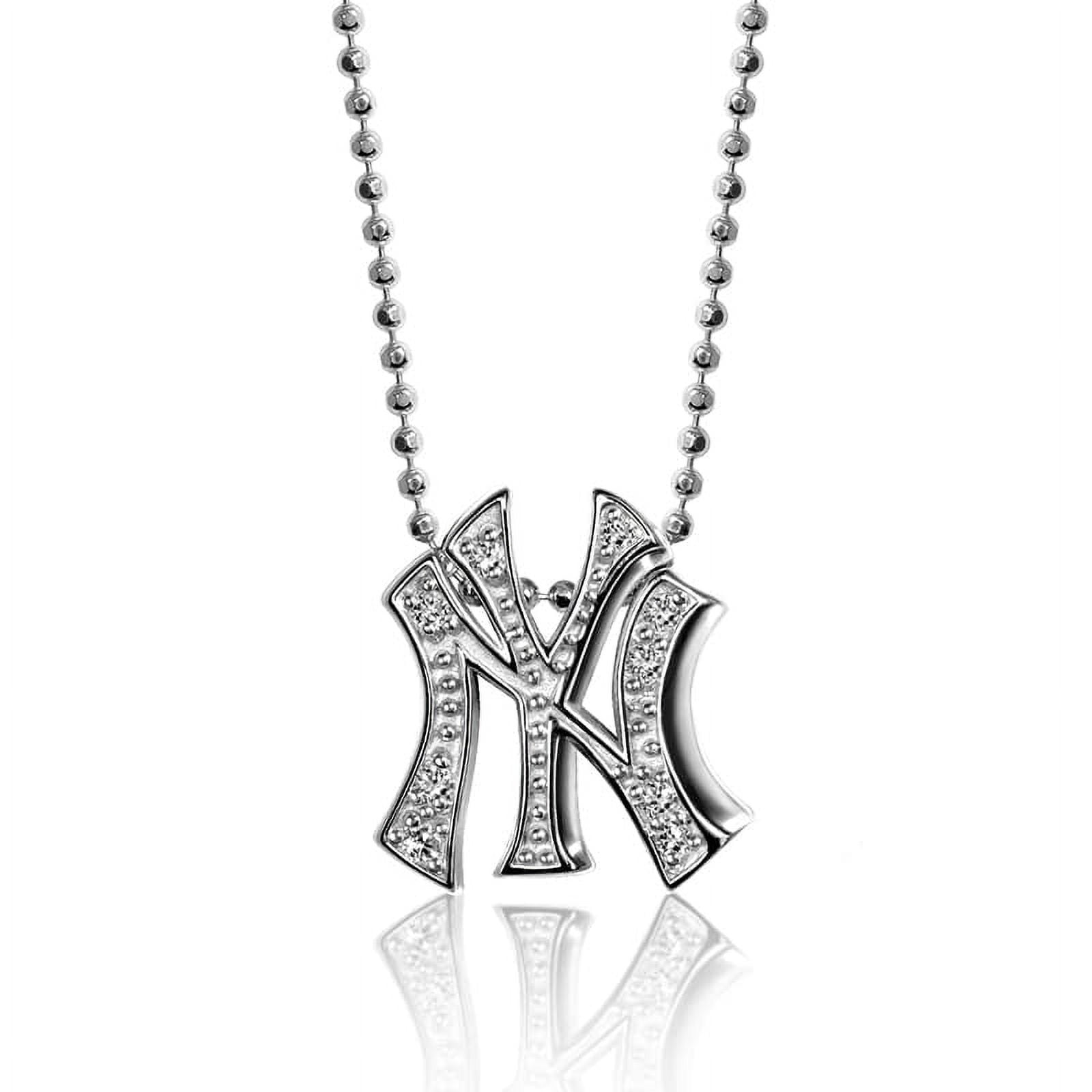 Women's Alex Woo New York Yankees Little Logo 14kt White Gold & Diamond ...