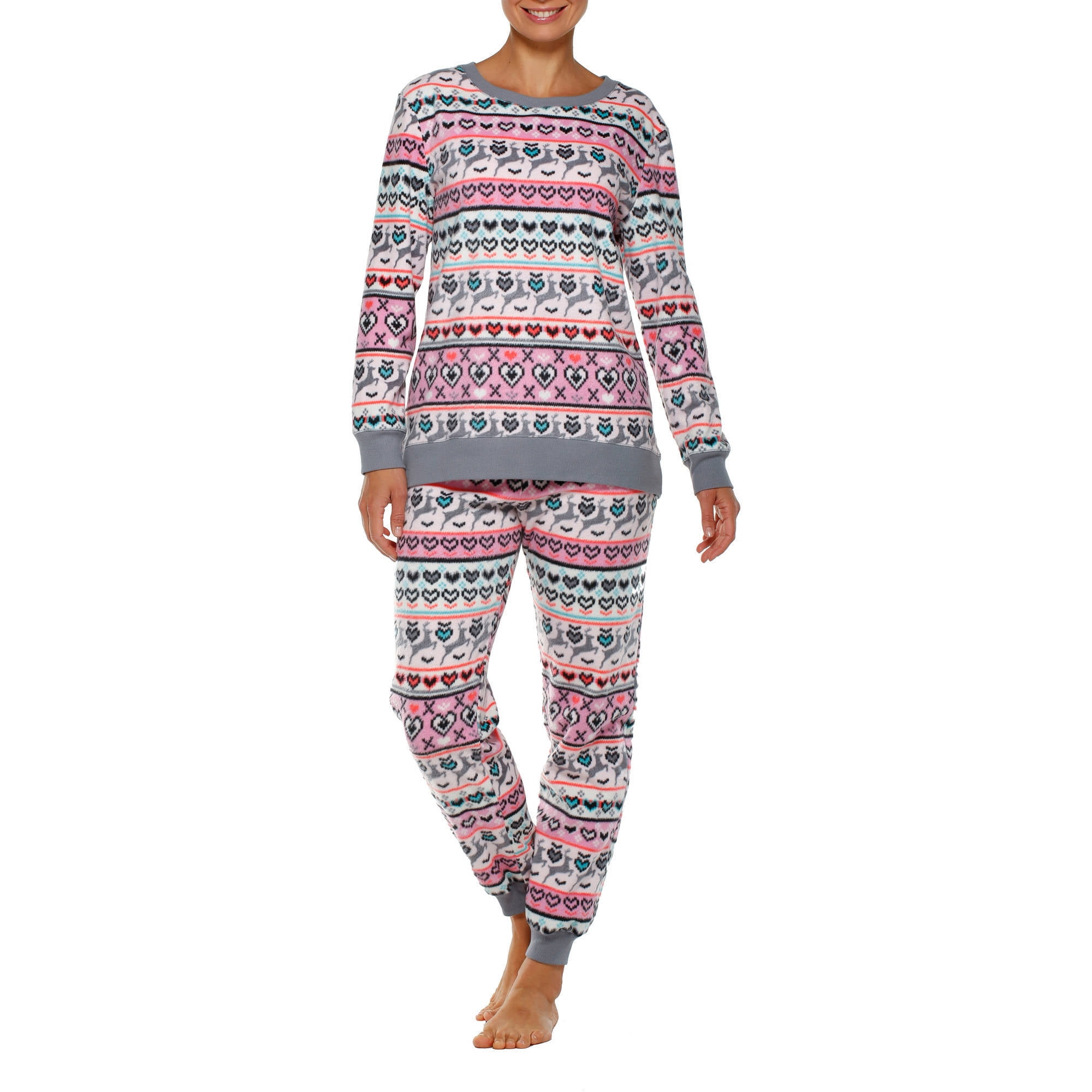 Women's Allover Print Microfleece 2 Piece Giftable Sleepwear Set ...