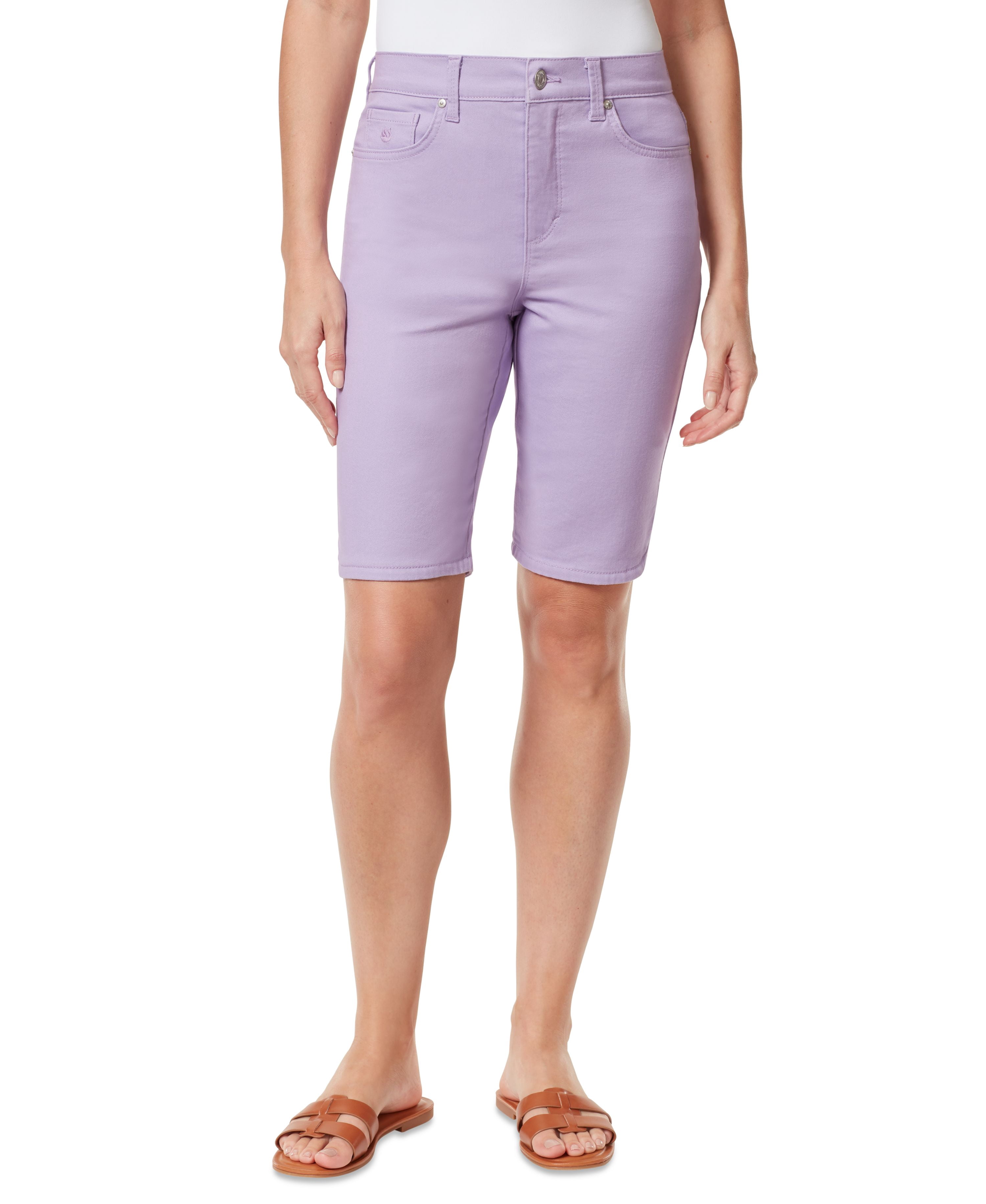 Women's Amanda High-Rise 11" Denim Bermuda Shorts Sweet Violet Purple ...