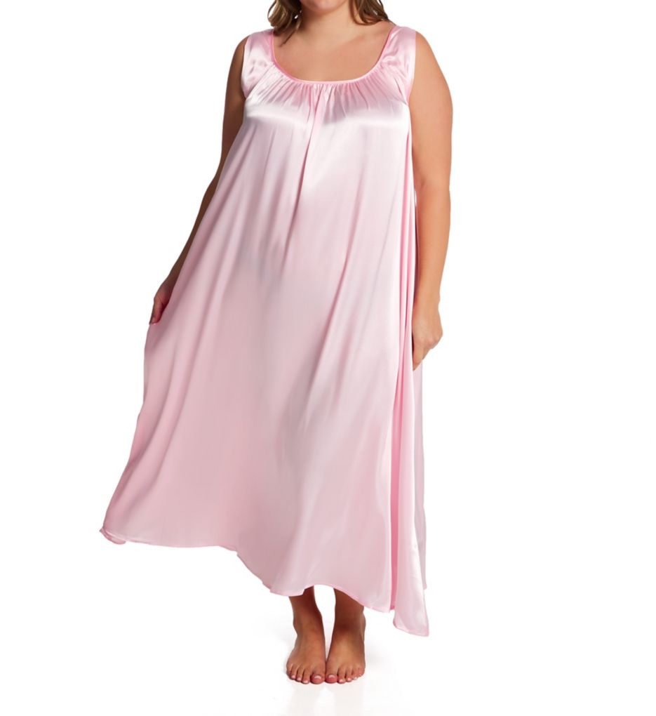 Women's Amanda Rich 103-40X Plus Satin Banded Sleeve Long Gown (Light ...