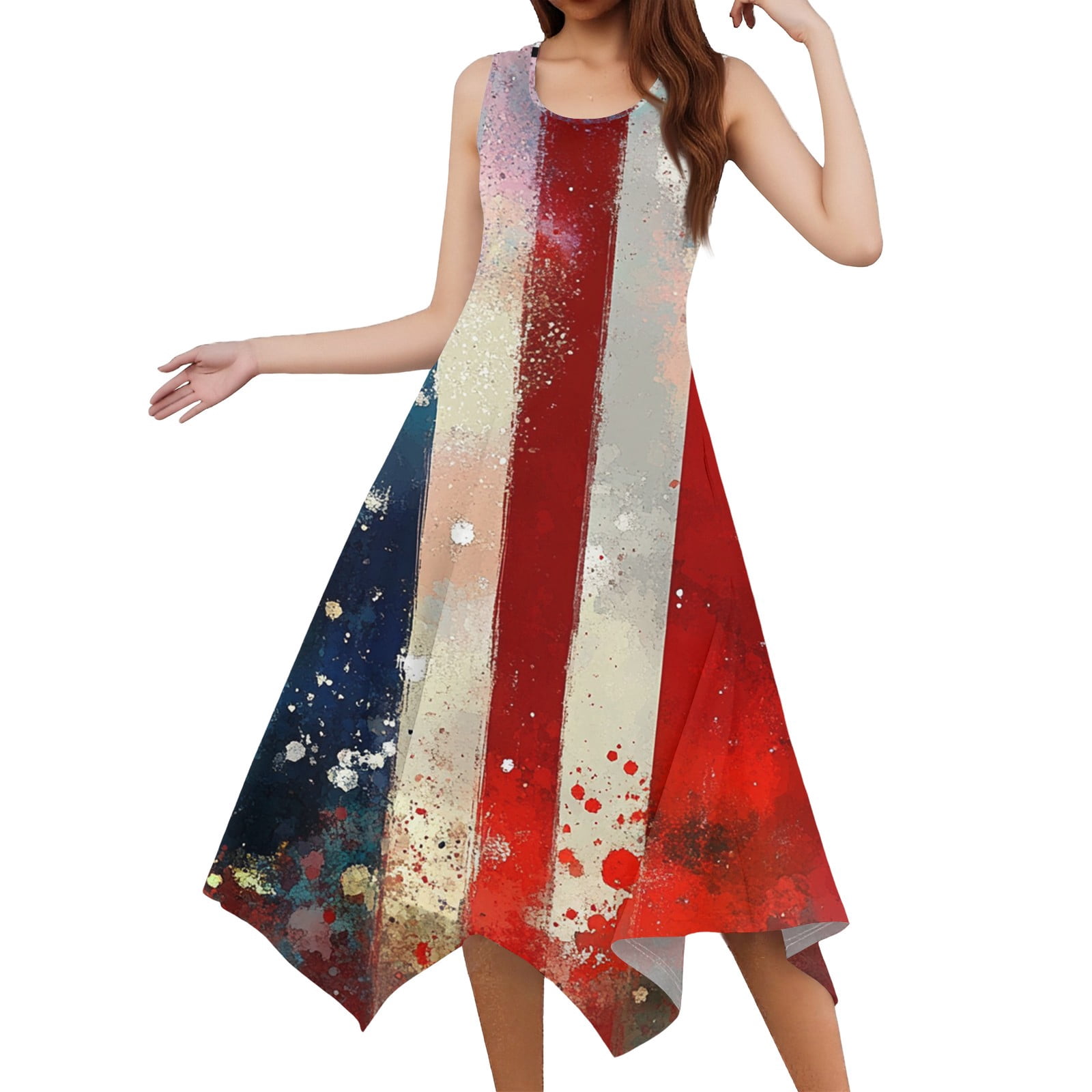 Women's American Flag Dress Patriotic Beach Maxi Dresses Casual ...