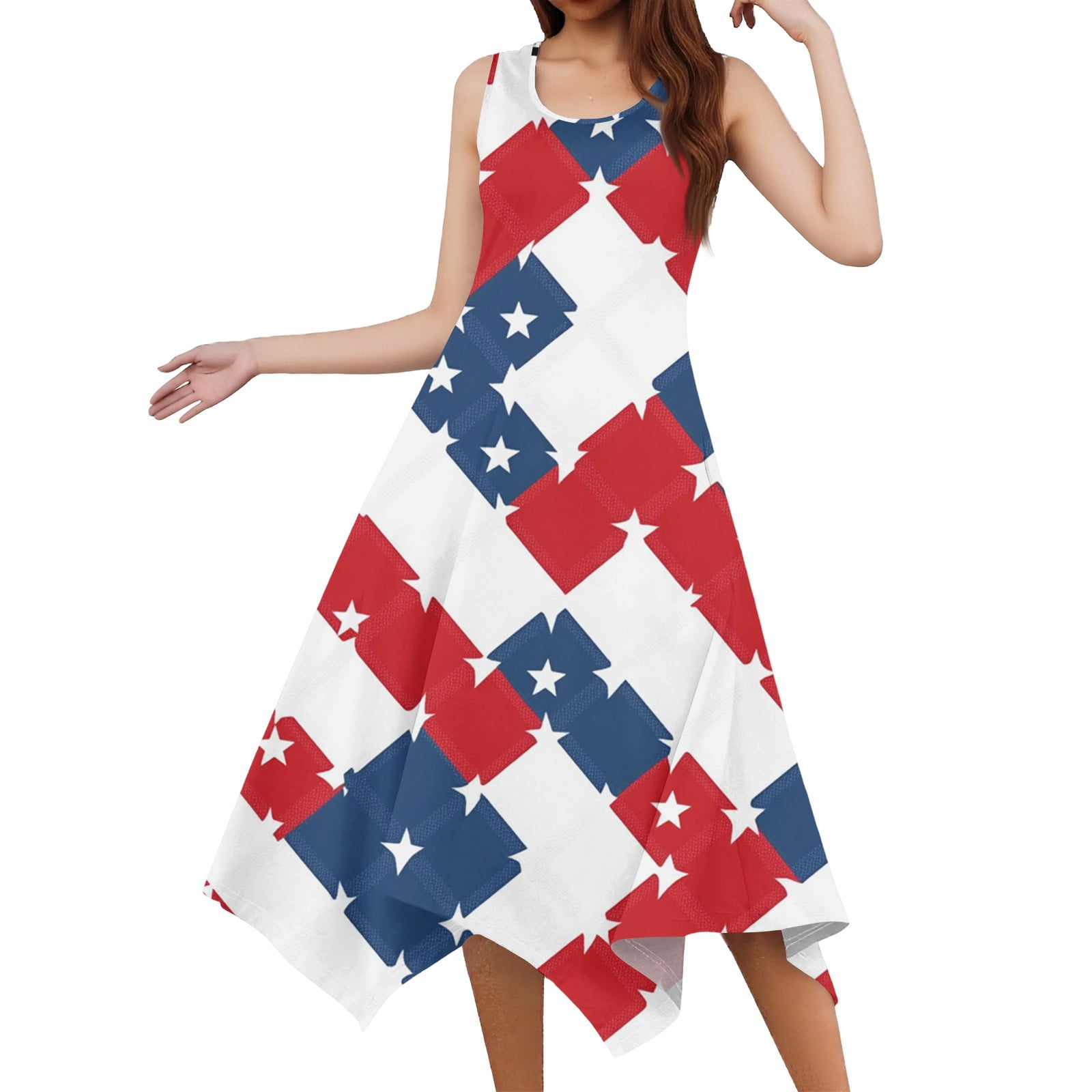 Women's American Flag Dress Patriotic Beach Maxi Dresses Casual ...