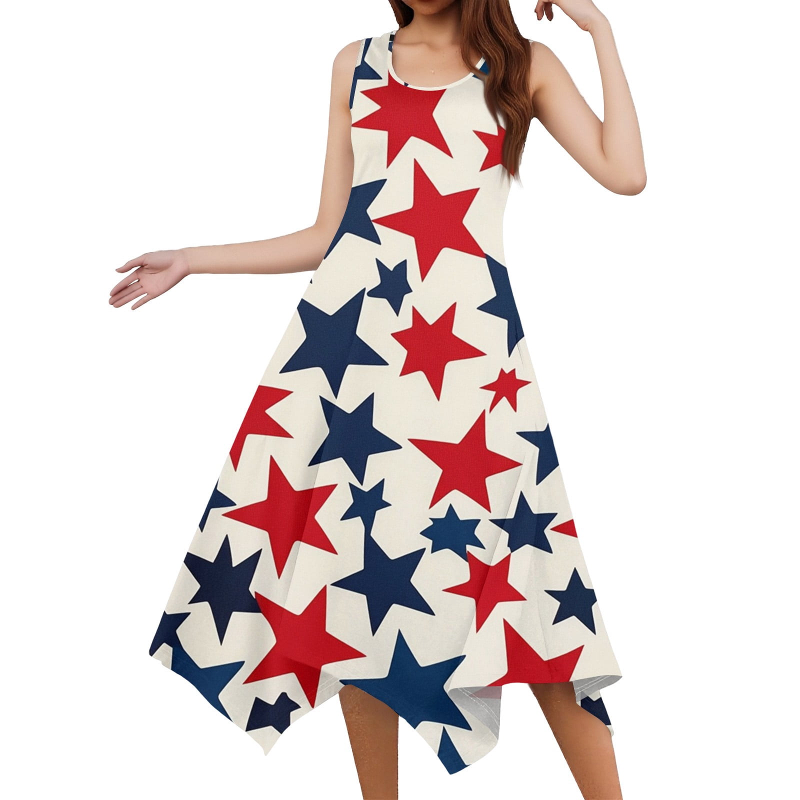 Women's American Flag Dress Patriotic Beach Maxi Dresses Plus Size ...